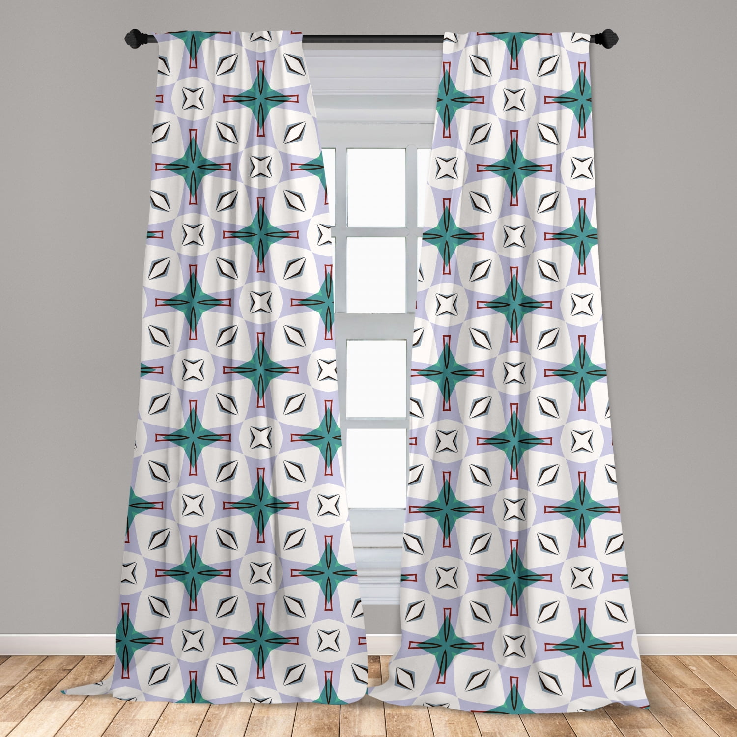 Modern Curtains 2 Panels Set, Abstract Composition of Geometrical ...