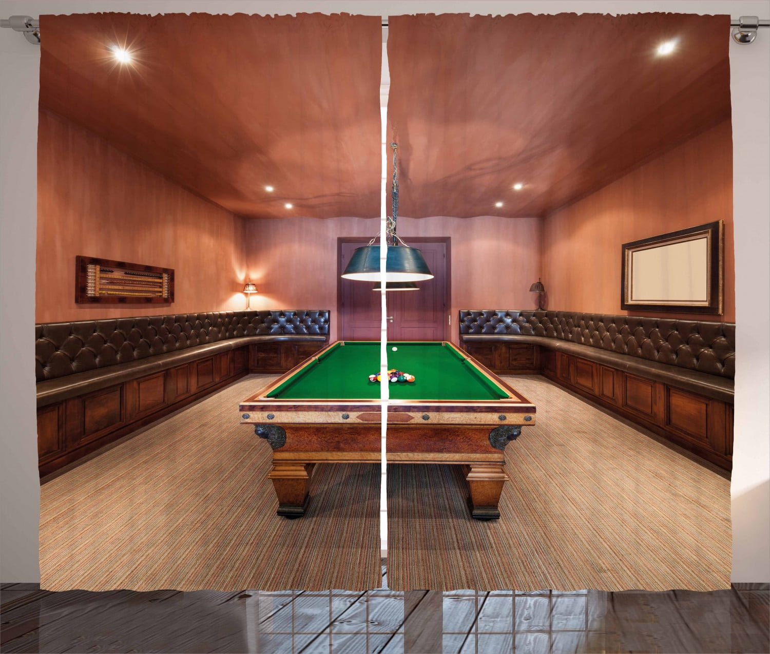 Ambesonne Modern Curtains 2 Panel Set, Pool Table Billiard, 108" x 63 ...