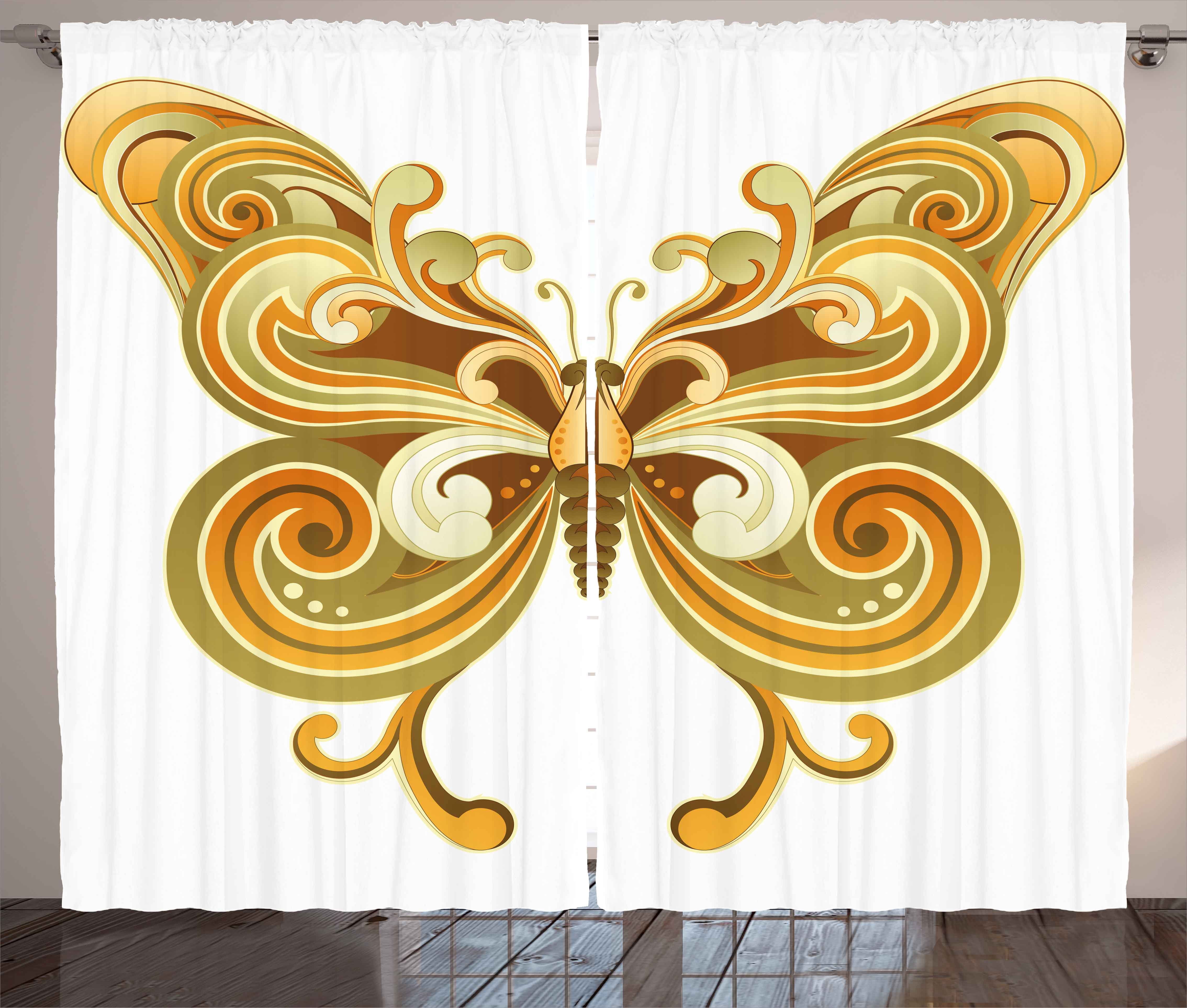 Ambesonne Modern Curtains 2 Panel Set, Macro Butterfly, 108" x 63 ...