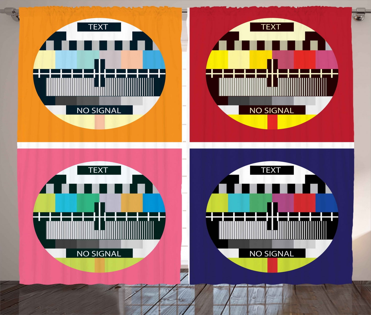 Ambesonne Digital Curtains 2 Panel Set, Television Channel Sign, 108" x ...