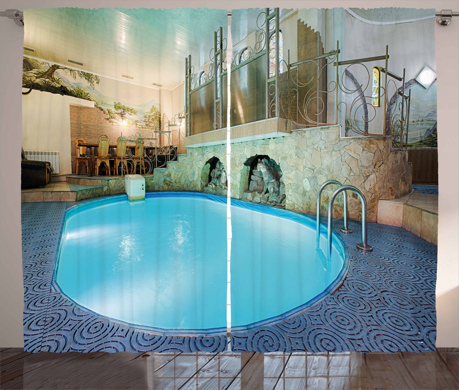 Ambesonne Pool Curtains 2 Panel Set, Spa Resort Relaxing, 108" x 63 ...