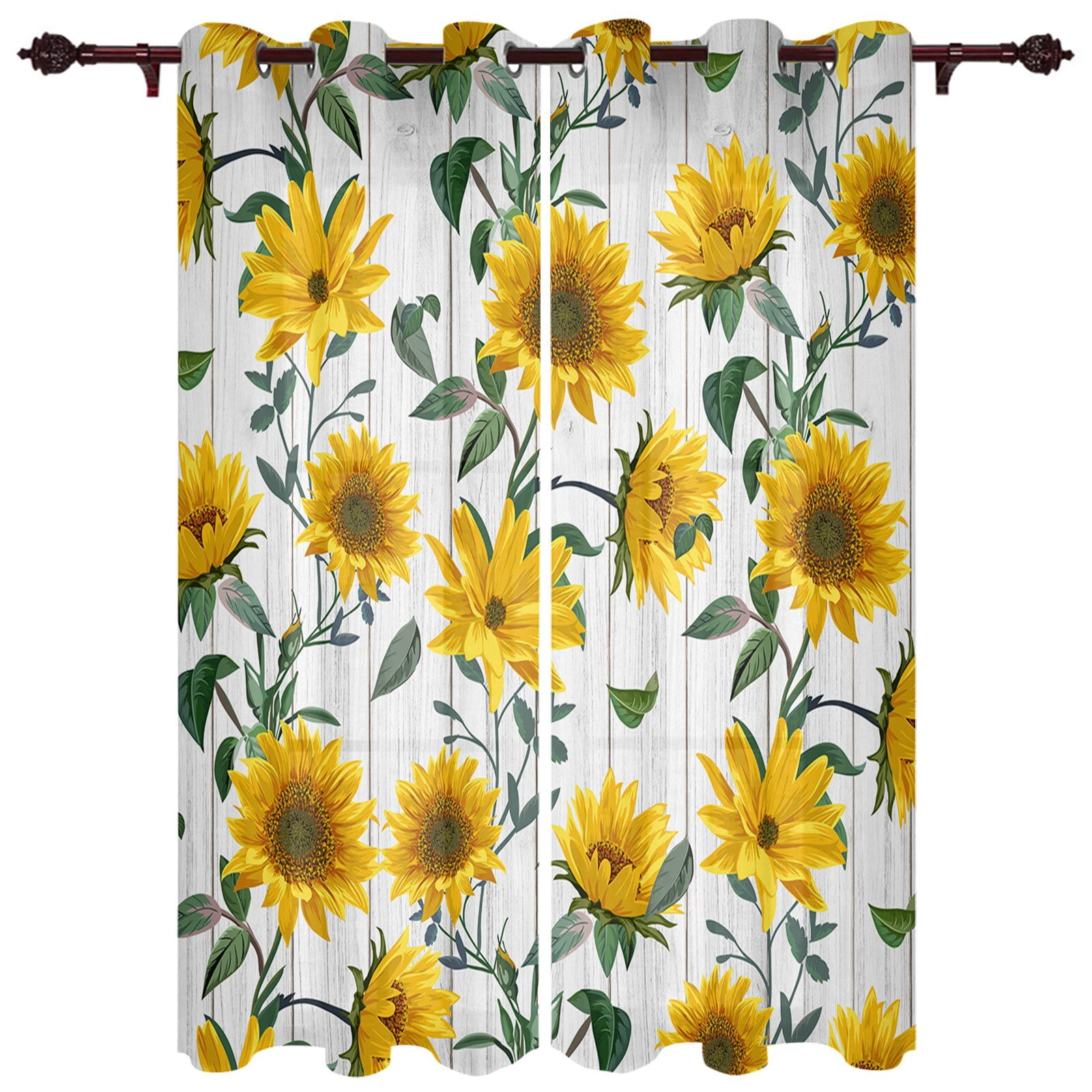 Modern Curtains Idyllic Sunflower Bee Lattice Baby Room Bedroom ...