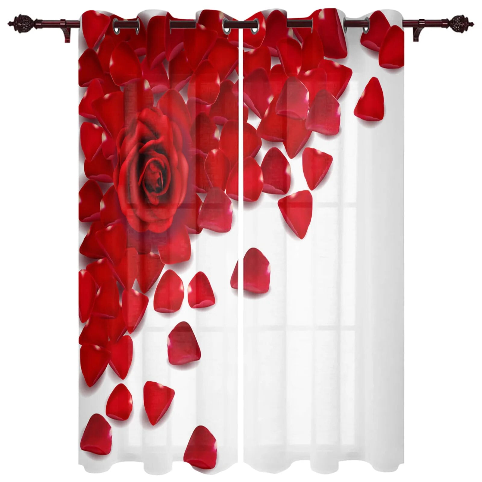 Modern Curtains Rose Flower Petals Red Plant Baby Room Bedroom Creative ...