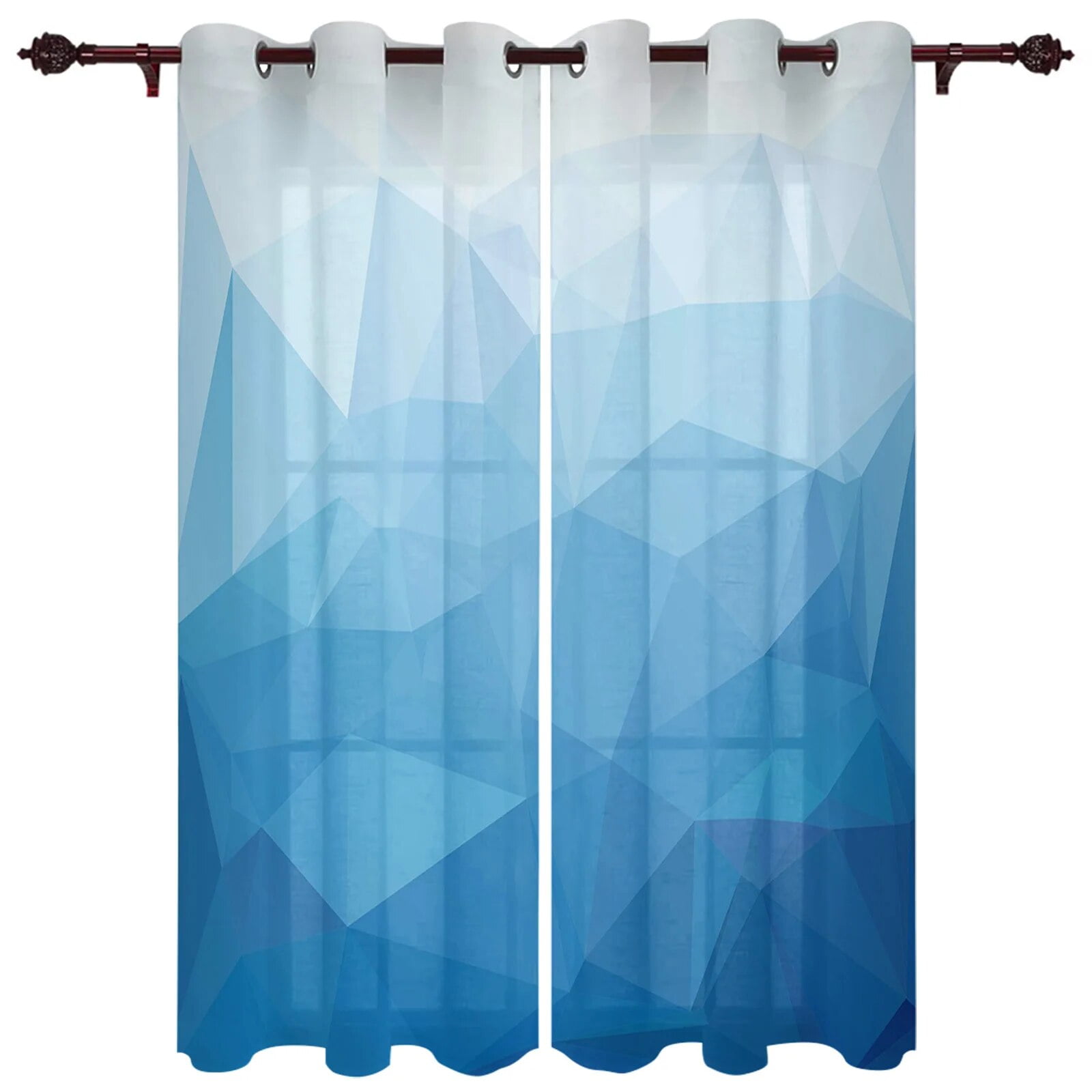 Modern Curtains Triangle Blue Gradient Baby Room Bedroom Creative ...
