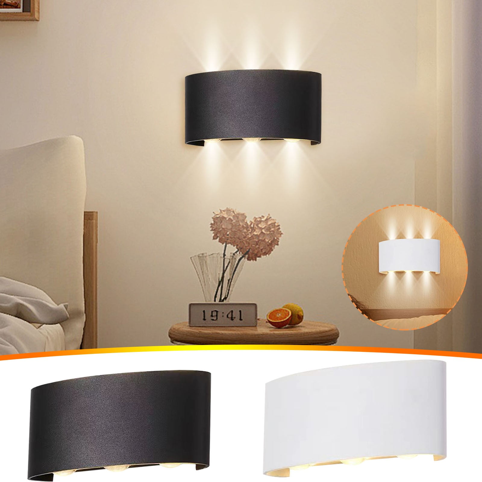 Modern Curved Double-Head Wall Lamp, Indoor Wall Sconce, 2-Light ...