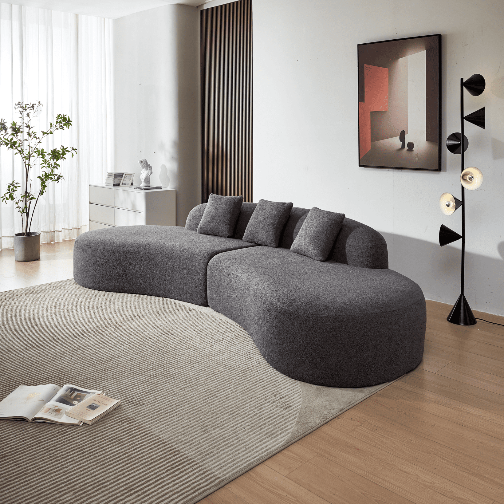 Modern Curved Sectional Sofa with 5-Seater, Unique Half Moon Couch with ...
