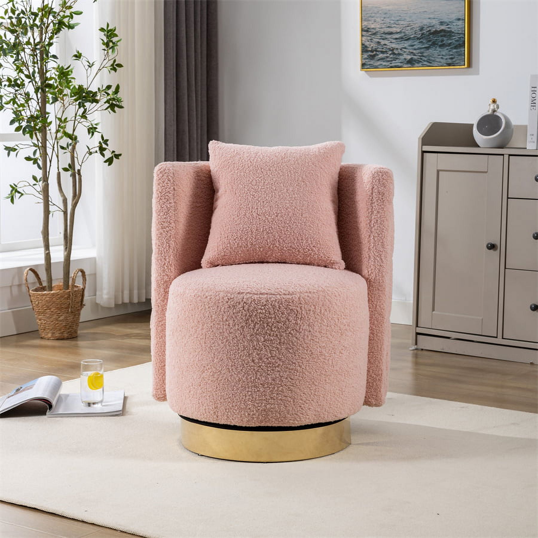 Modern Curved Tufted Back Chair, 25.2" Swivel Accent Barrel Chair With ...