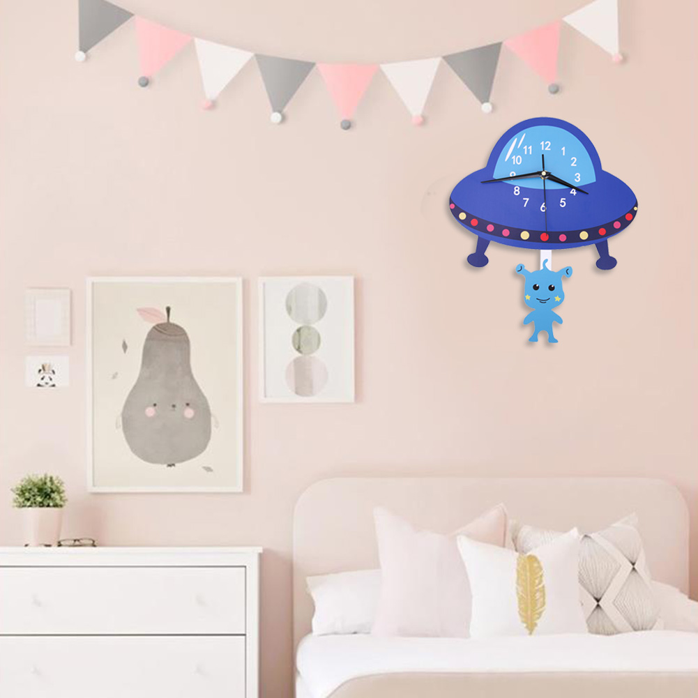 Modern Cute Cartoon Shape Pendulum Wall Clock DIY Decor for Kids Room ...