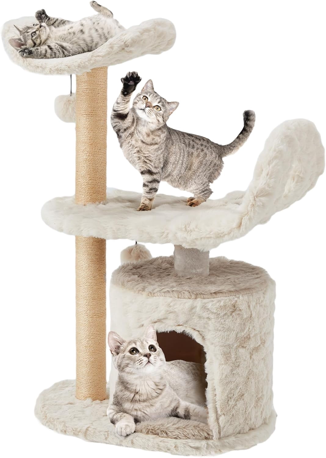 Modern Cute Cat Tree for Indoor Cats, 31-Inch 3-Tier Small Cat Tower ...