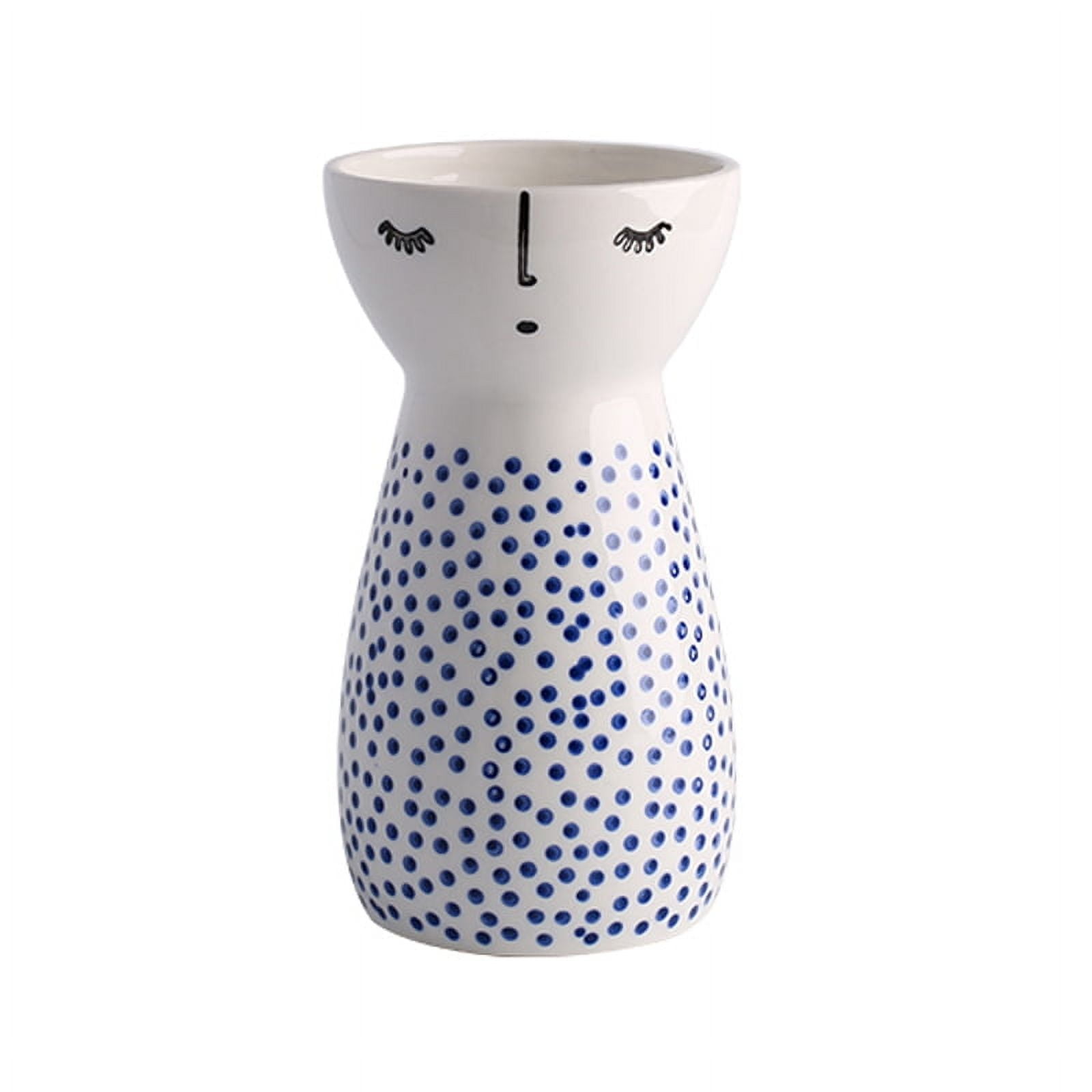 Modern Cute Ceramic Girl Vase, Hand Painted Porcelain Flower Vase, Portrait Head Tabletop Vases ...