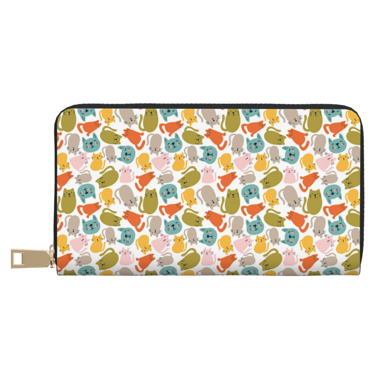 Modern Cute Colorful Cartoon Cat Wallet Women, Leather Bifold Multi ...