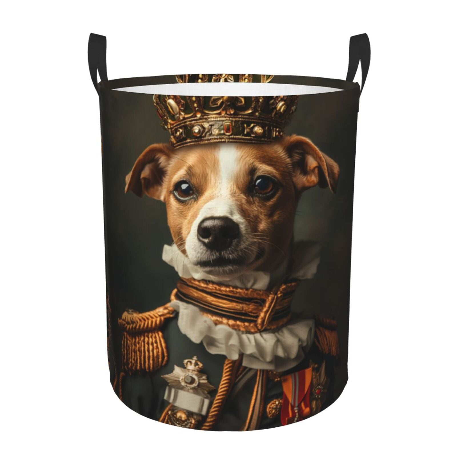 Modern Cute Dog Round Laundry Basket, Laundry Hamper with Handle ...