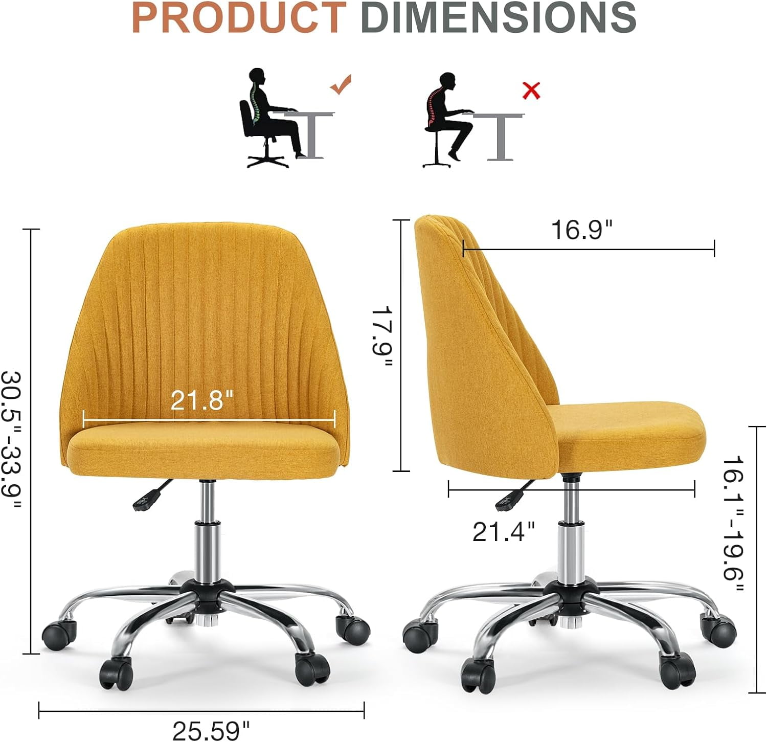 Modern Cute Rolling Vanity Swivel Task Chair with Wheels, Comfortable ...