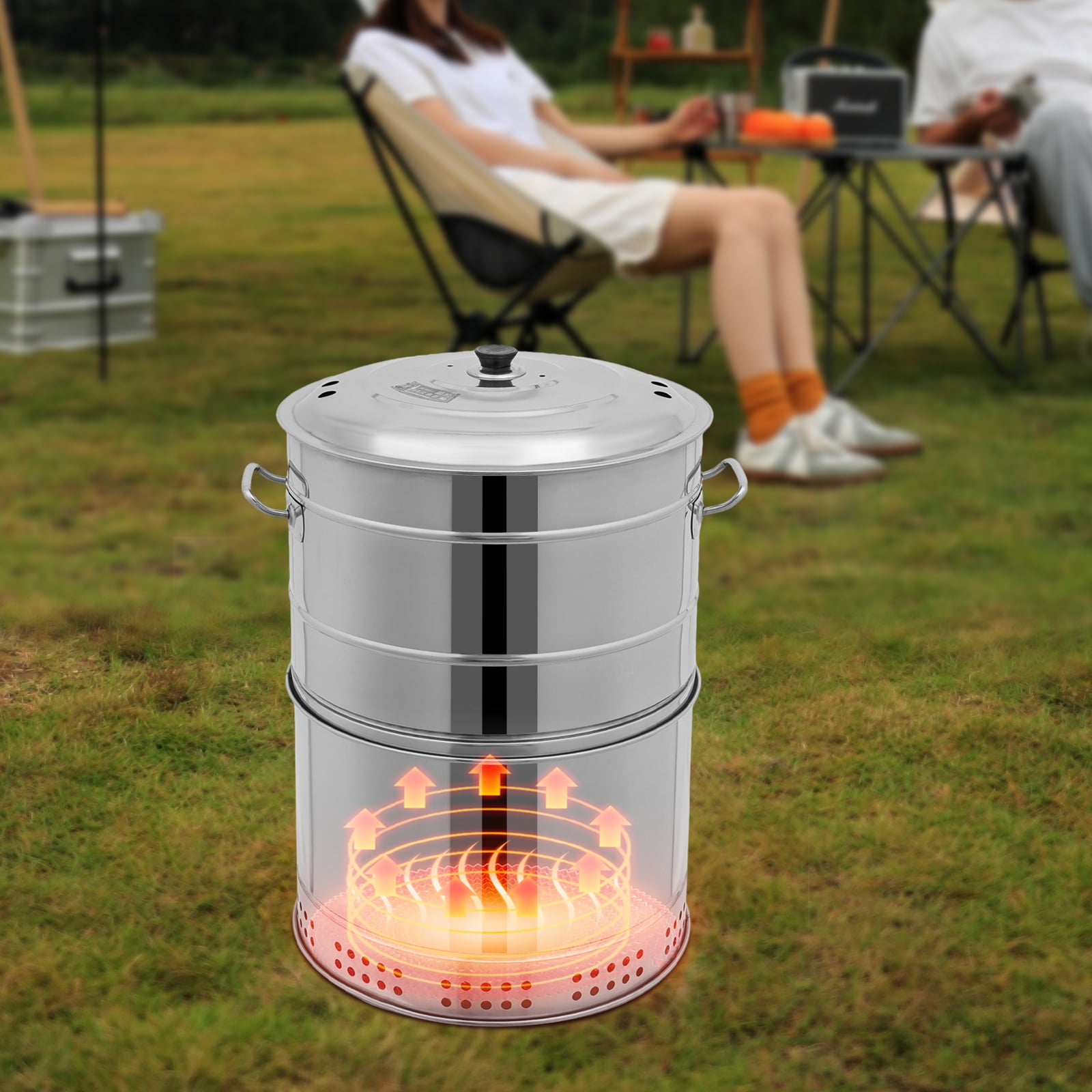 Modern Cylinder Grill with Oil Tray & Multiple Clips – 20.87" Width ...
