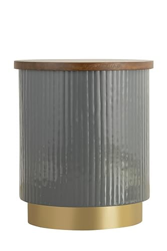 Modern Cylinder Metal Side Table with Gold Accent Base and Removable ...