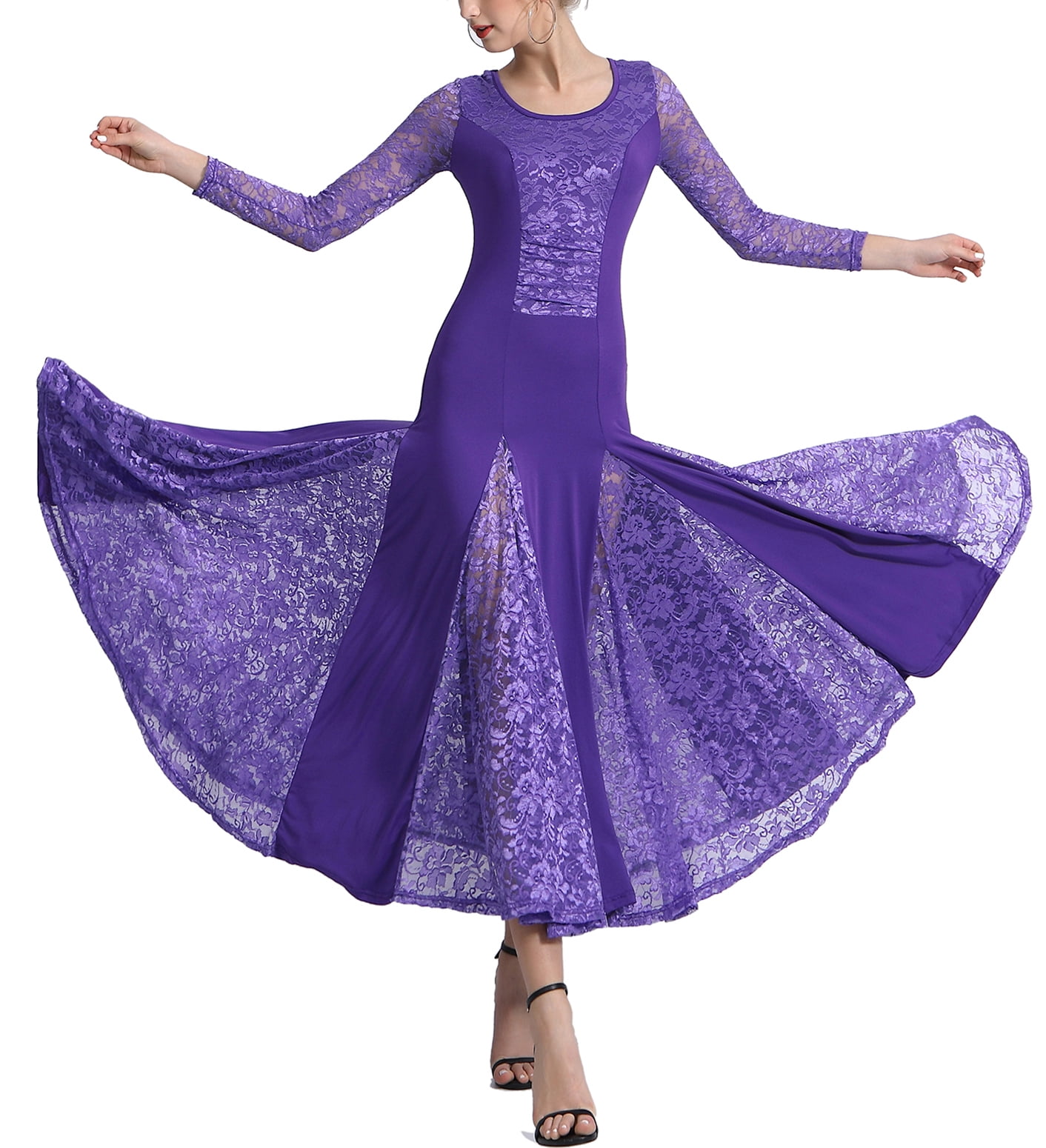 Modern Dance Dress Sleeve Standard Ballroom Suit Women Waltz Flamenco ...