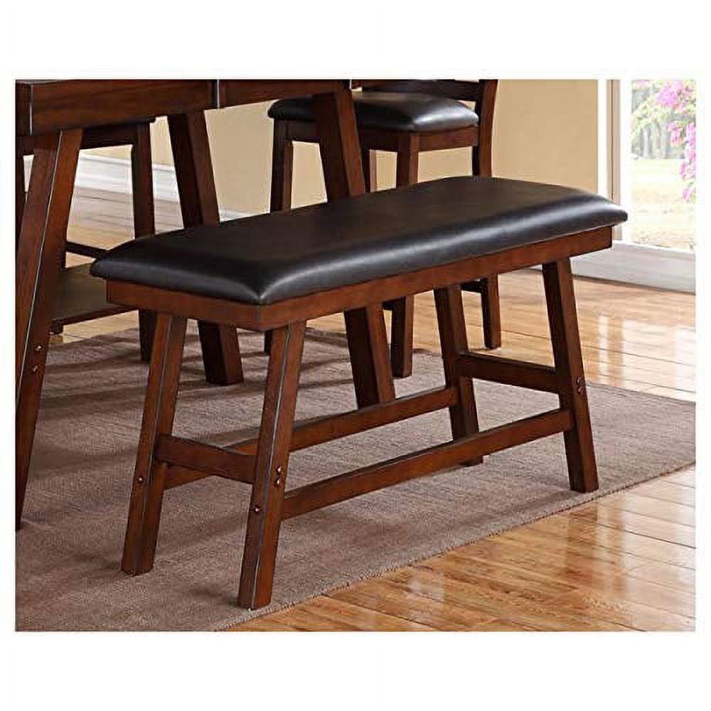 Modern Dark Walnut Finish Counter Height Dining Bench with Faxu Leather ...