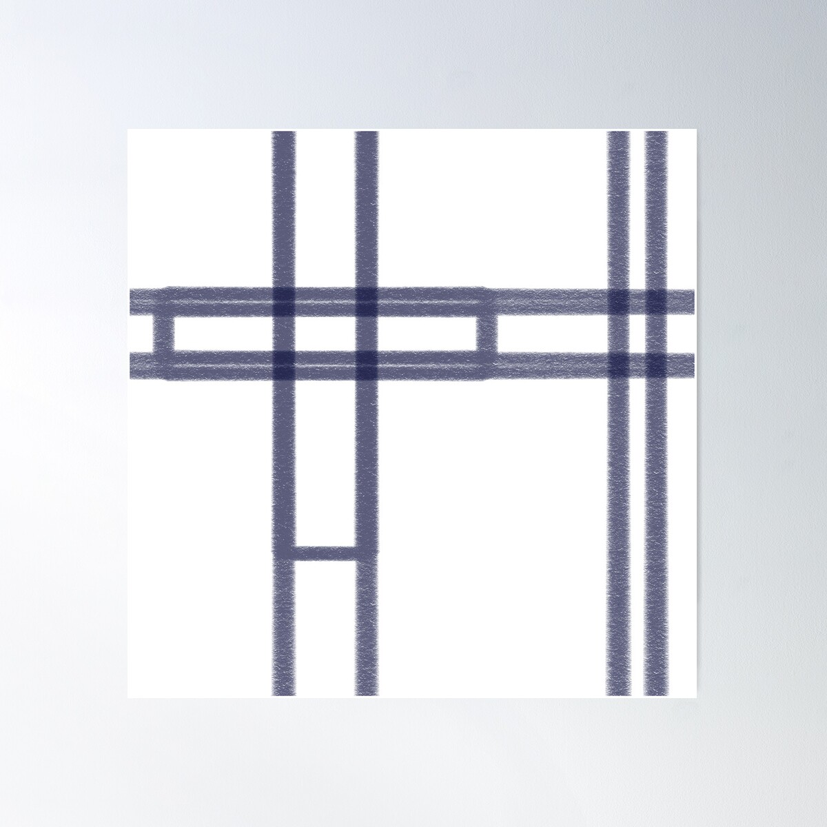 Modern Day Plad In Midnight Blue Poster Wall Art, Modern Wall Decor For ...