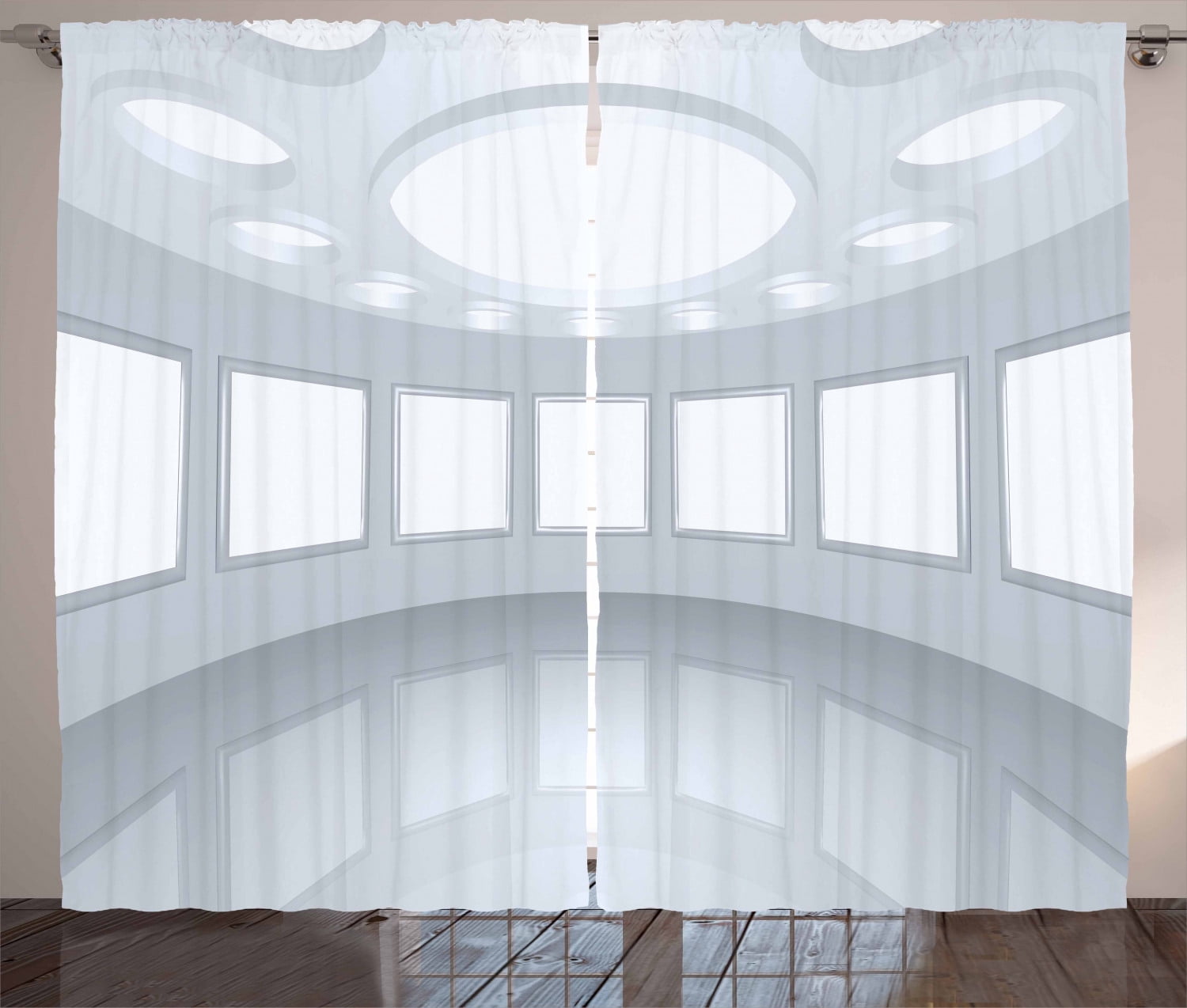 Ambesonne Futuristic Curtains 2 Panel Set, Picture Gallery 3D, 108" x ...