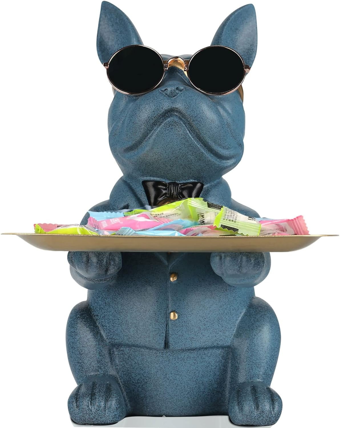 Modern Decor Resin Bulldog Tray Statue Piggy Bank Tray Storage Key ...