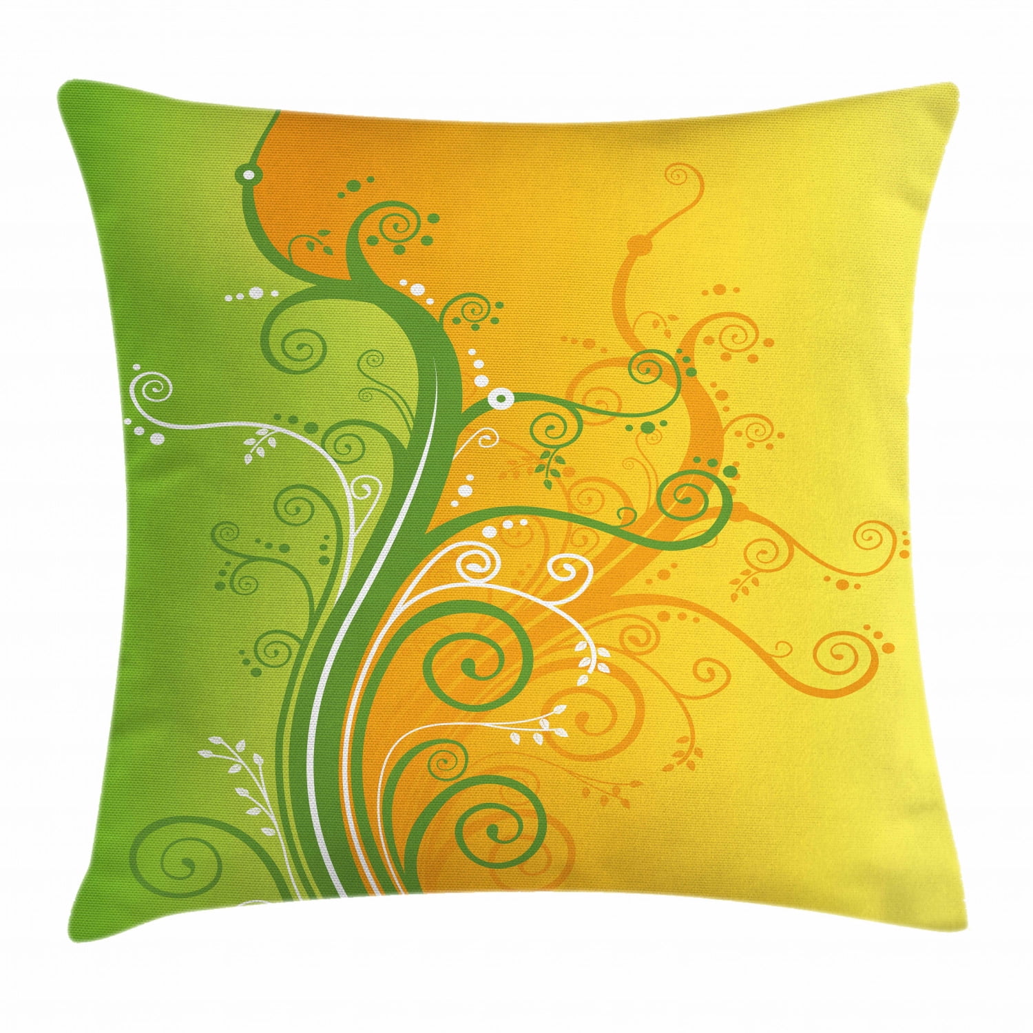 Modern Decor Throw Pillow Cushion Cover, Floral Flower Swirls Branches ...