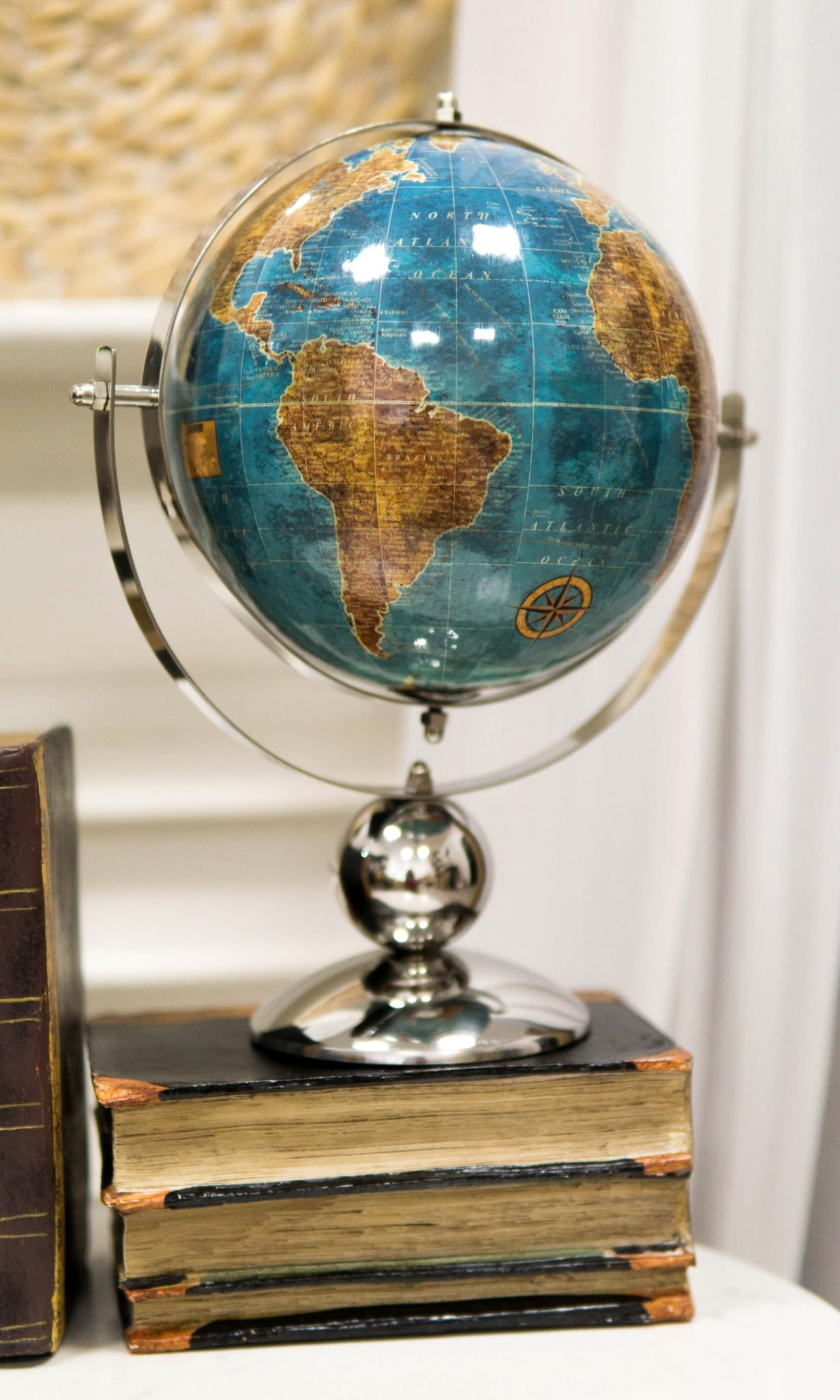 Modern Decorative Desktop Blue World Atlas Map Globe With Rotational ...