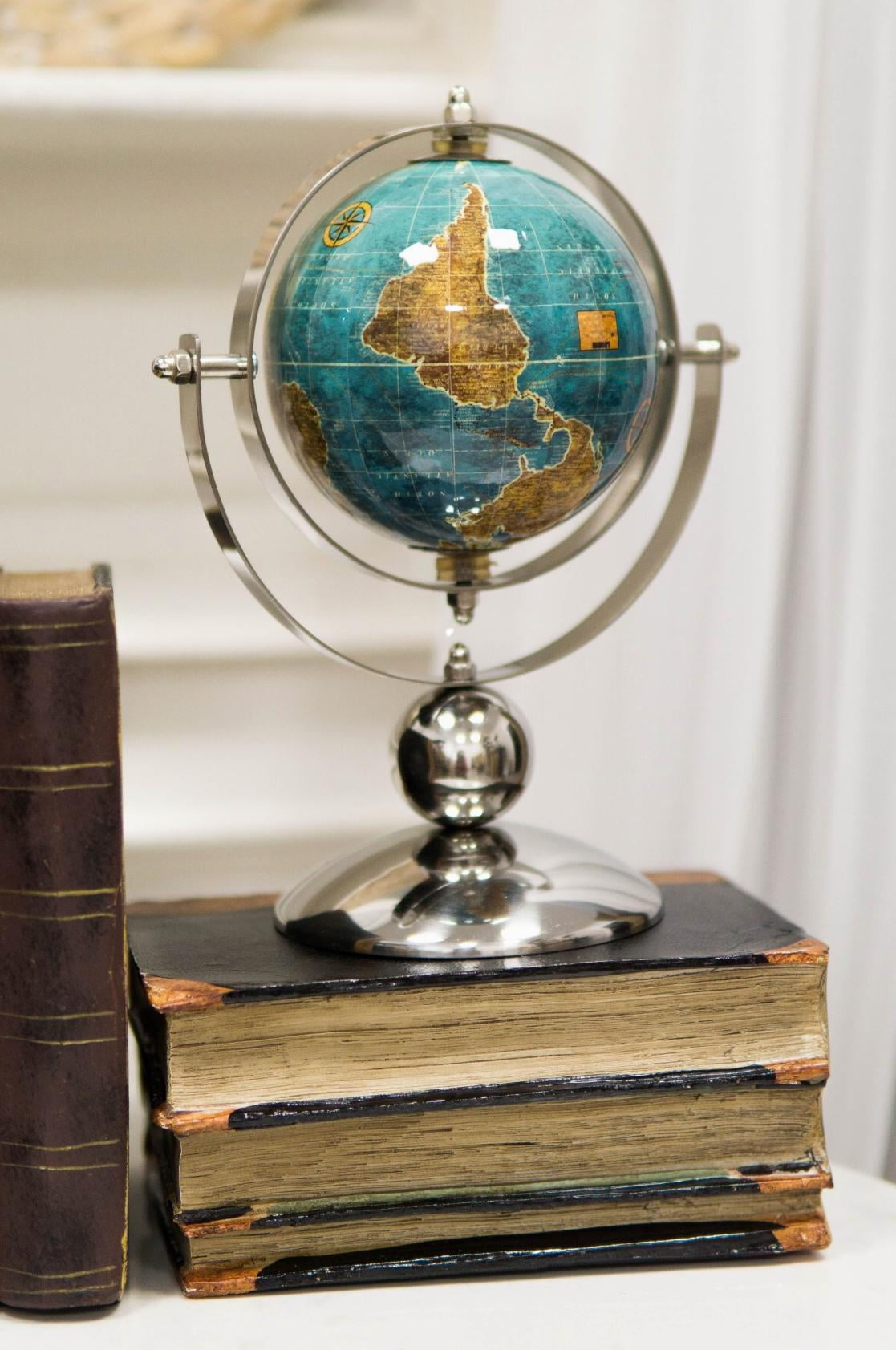 Modern Decorative Desktop Blue World Atlas Map Globe With Rotational ...
