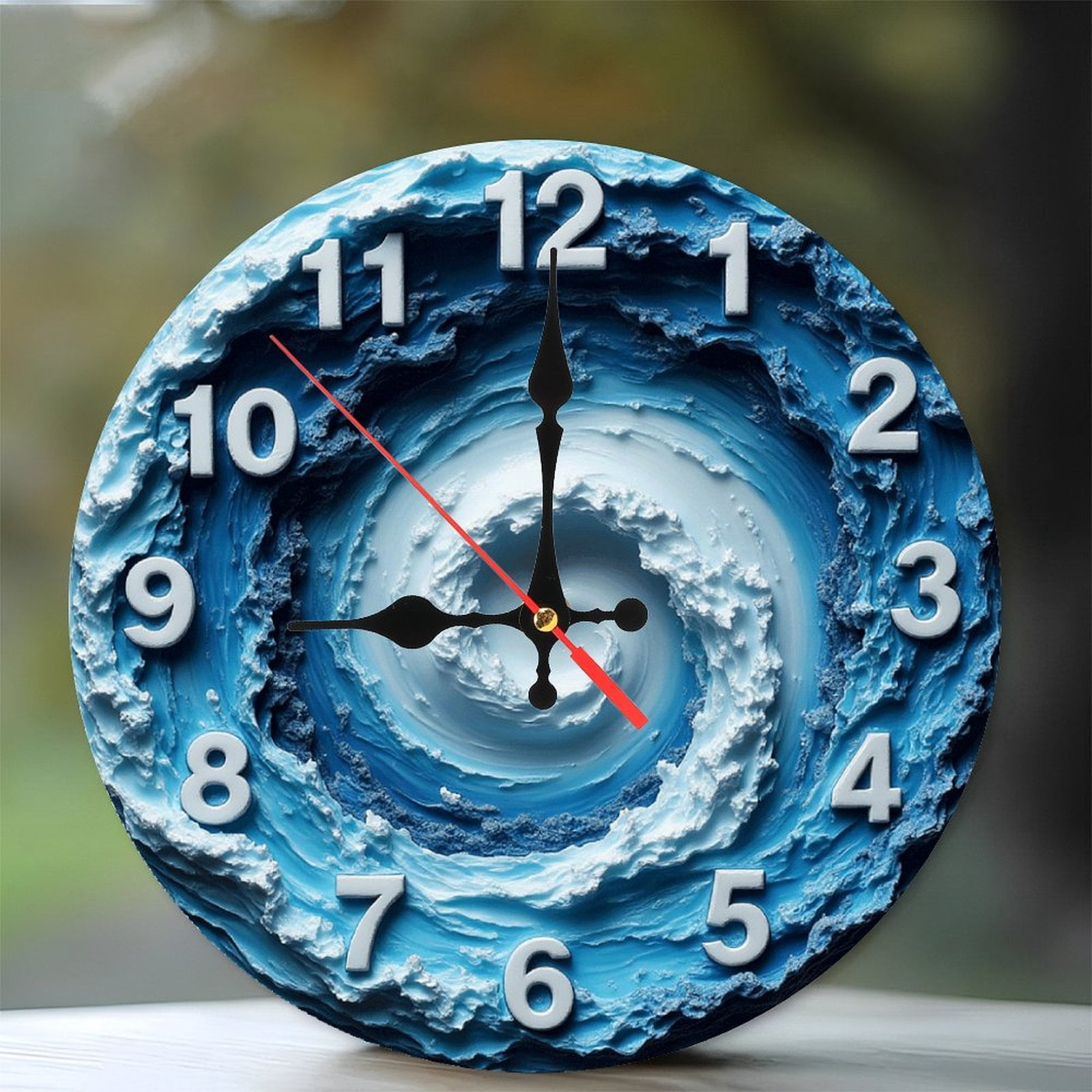 Modern Decorative Ocean Wave Wall Clock 10-Inch Silent Wooden Wall ...