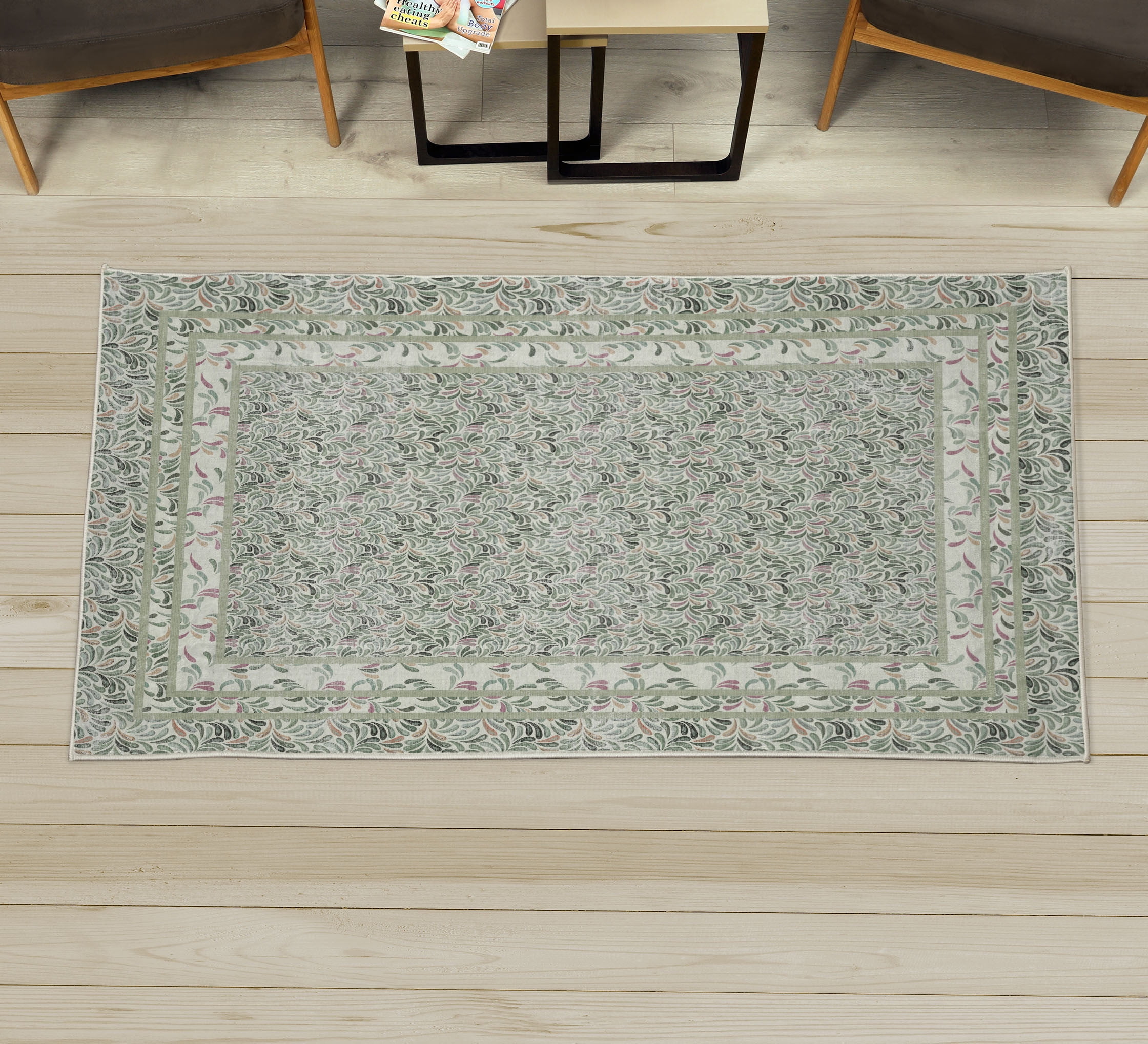 Modern Decorative Rug, Drop Look Leaf Design Pattern Abstract Colorful ...