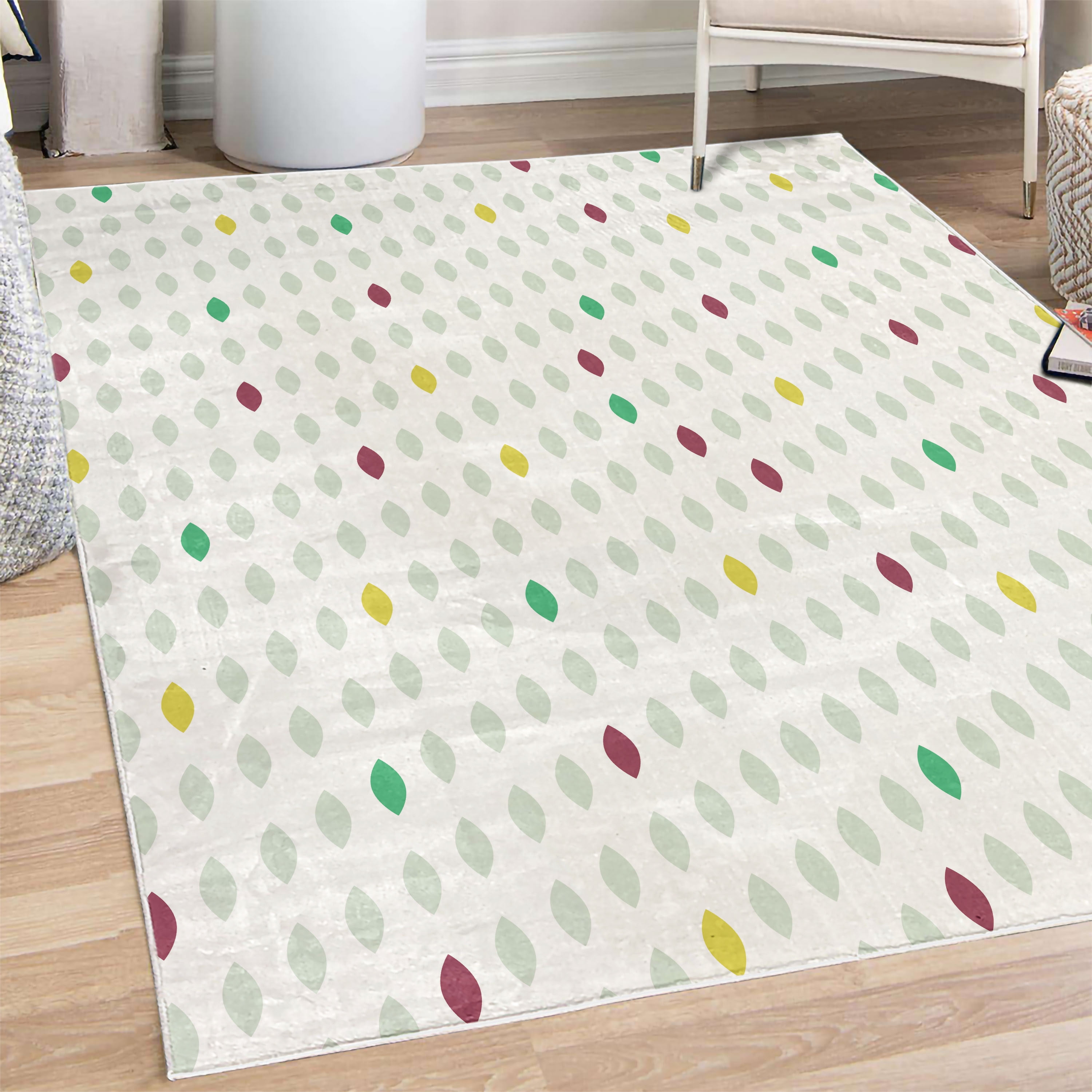Modern Decorative Rug, Modern Geometric Shapes Polka Dot Tear Drop ...