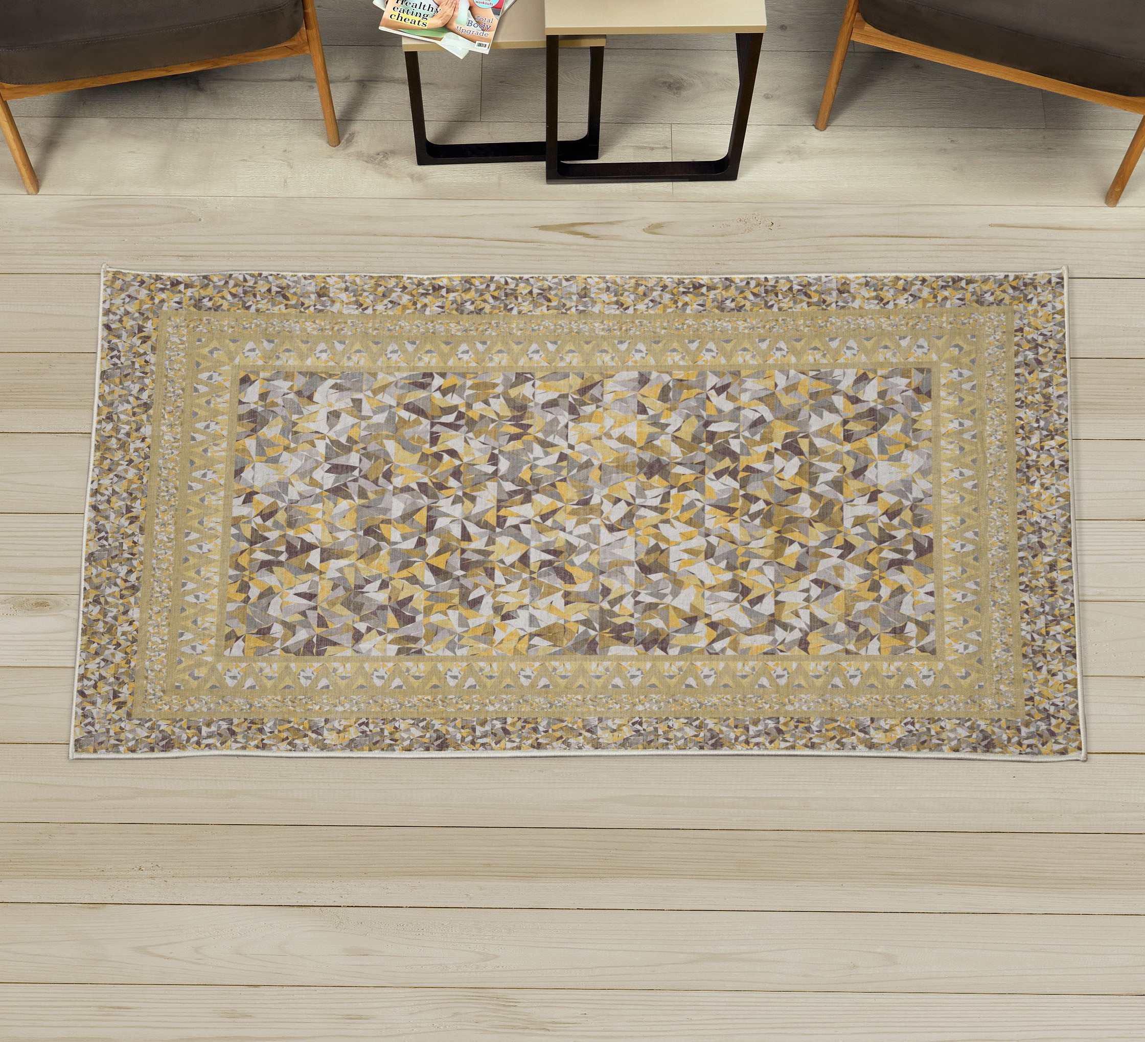 Modern Decorative Rug, Mosaic Look Abstract Polygonal Shapes Diamond ...