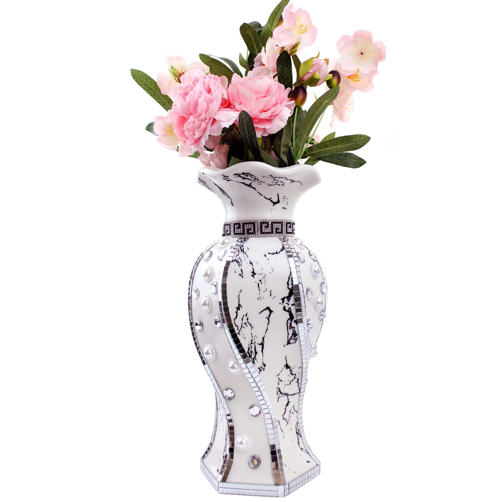 Modern Decorative Vase,Silver Flower Vase for Home Decor with ...