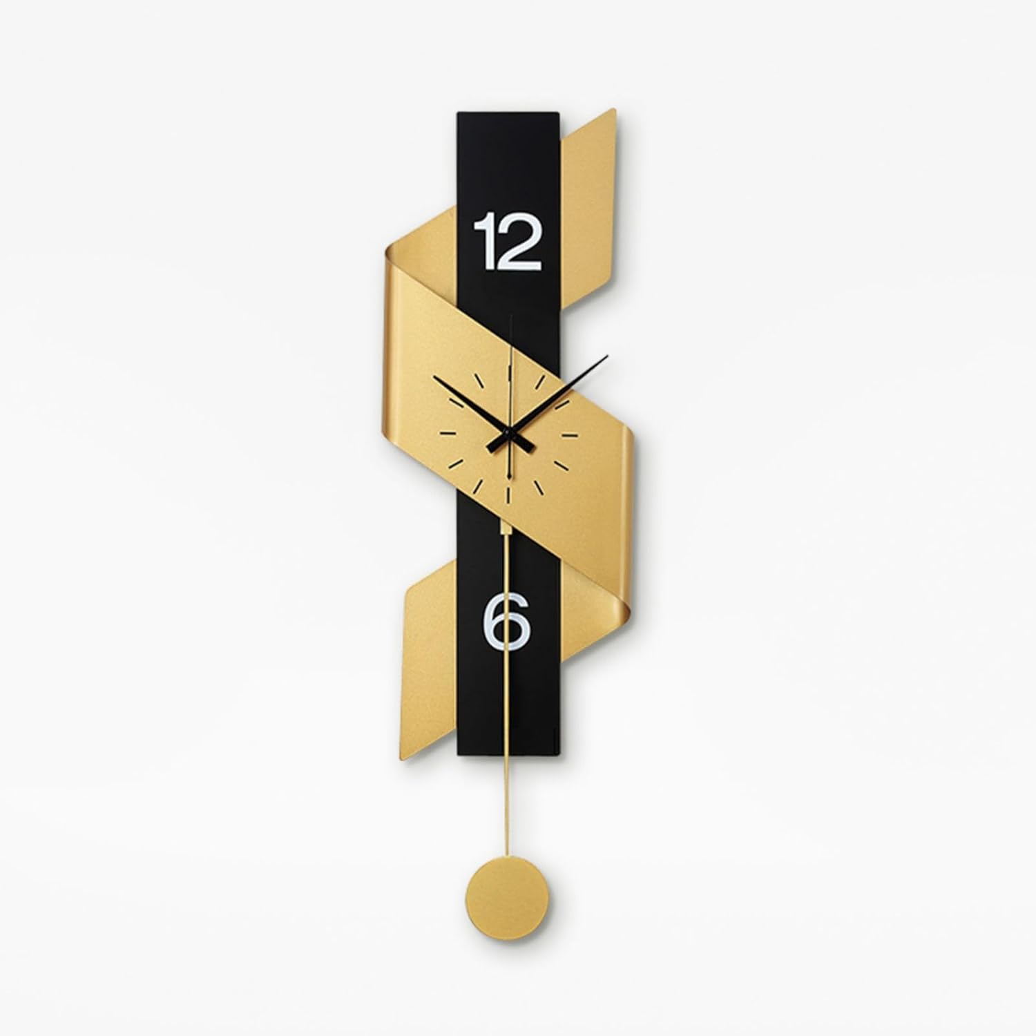 Modern Decorative Wall Clock with Pendulum - Elegant Black and Gold ...