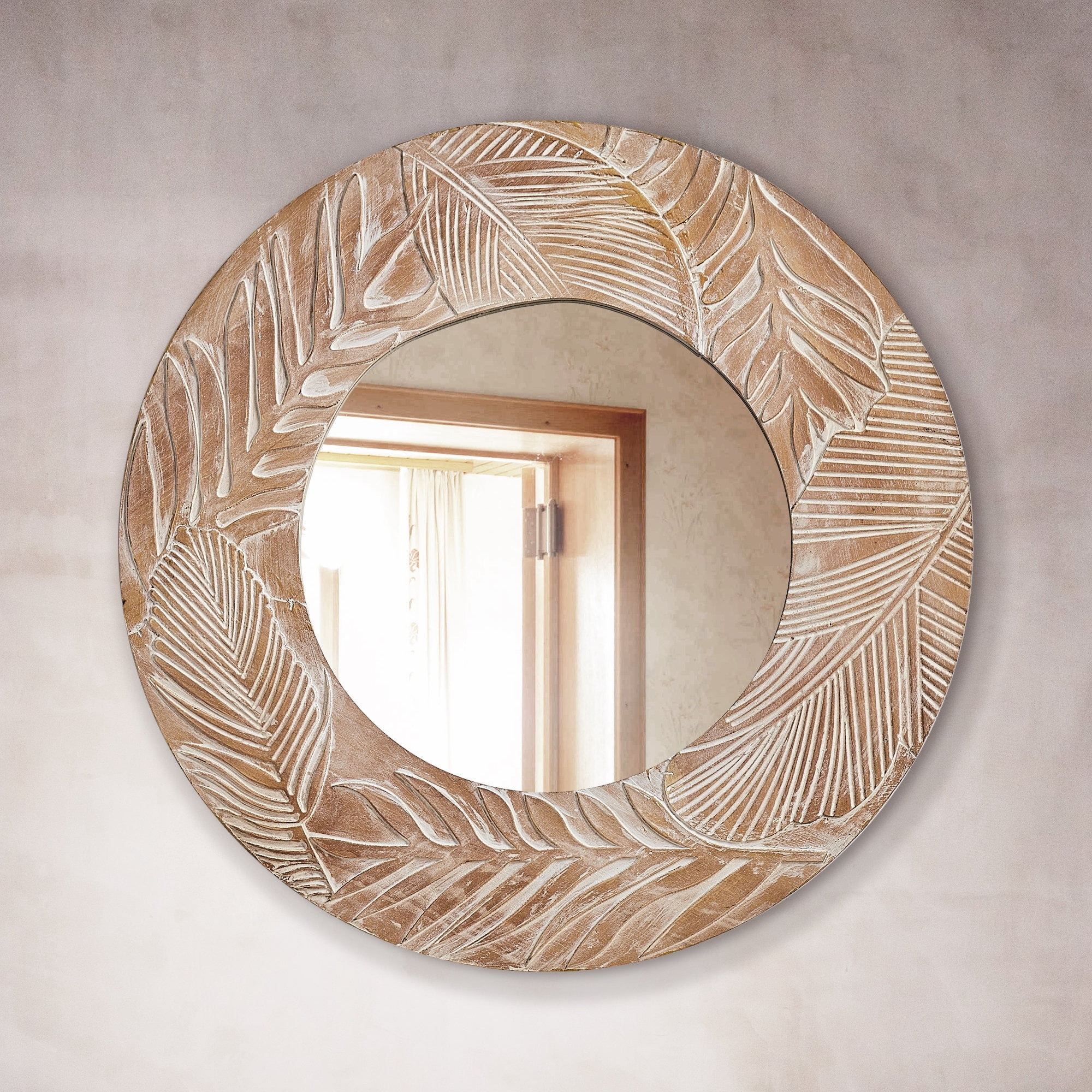 Modern Decorative Wood Framed Wall Mirror 12 In D X 28 In L X 12