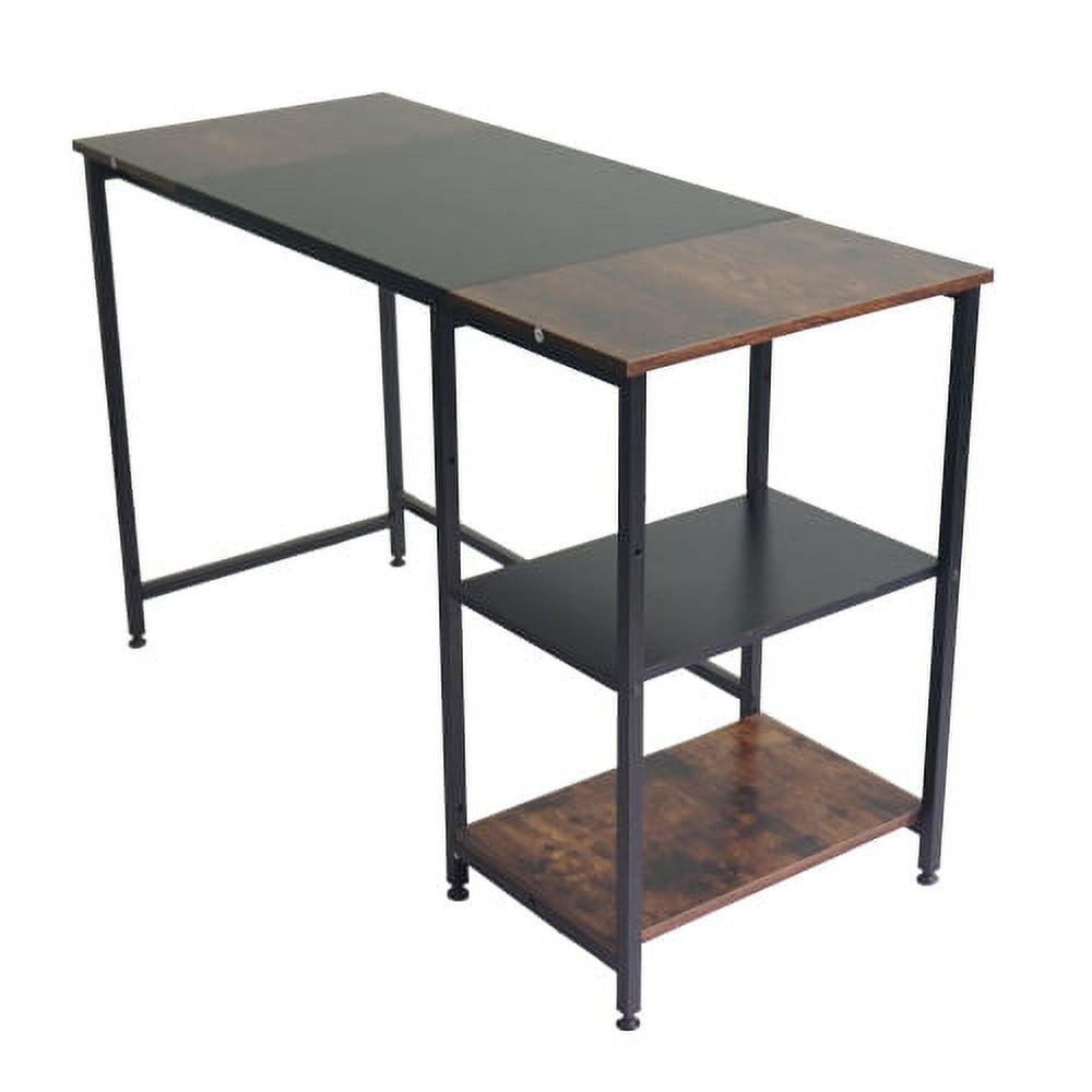 Modern Design Computer Desk With Storage Shelf, Rustic Brown Easy ...