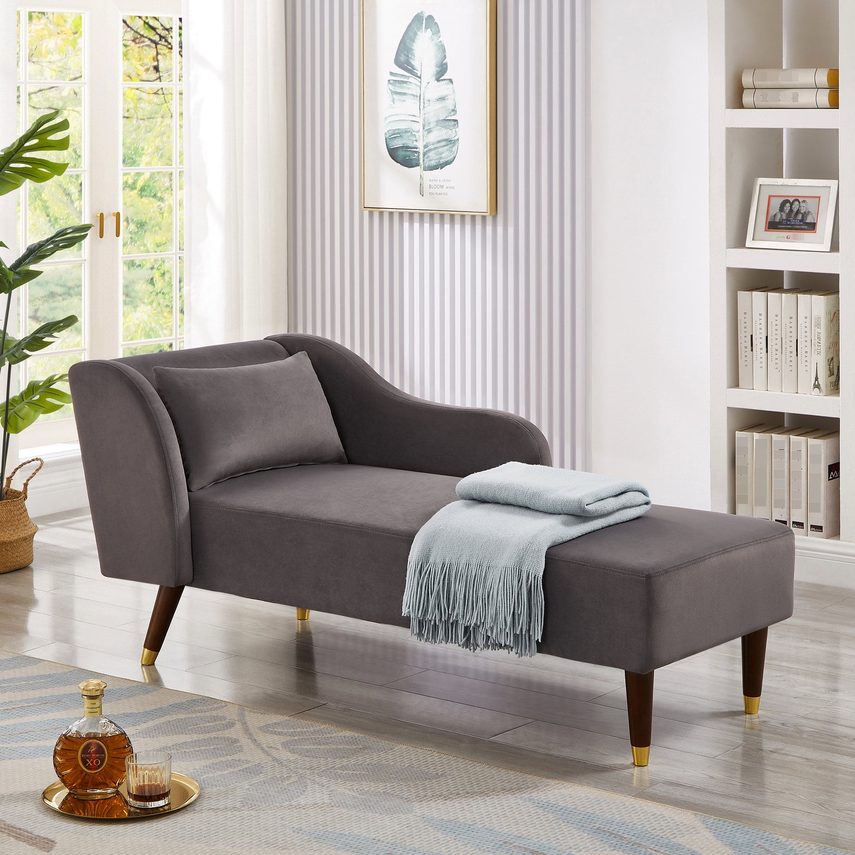 Modern Design Grey Chaise with Soft Velvet / Comfortable Lounging in ...