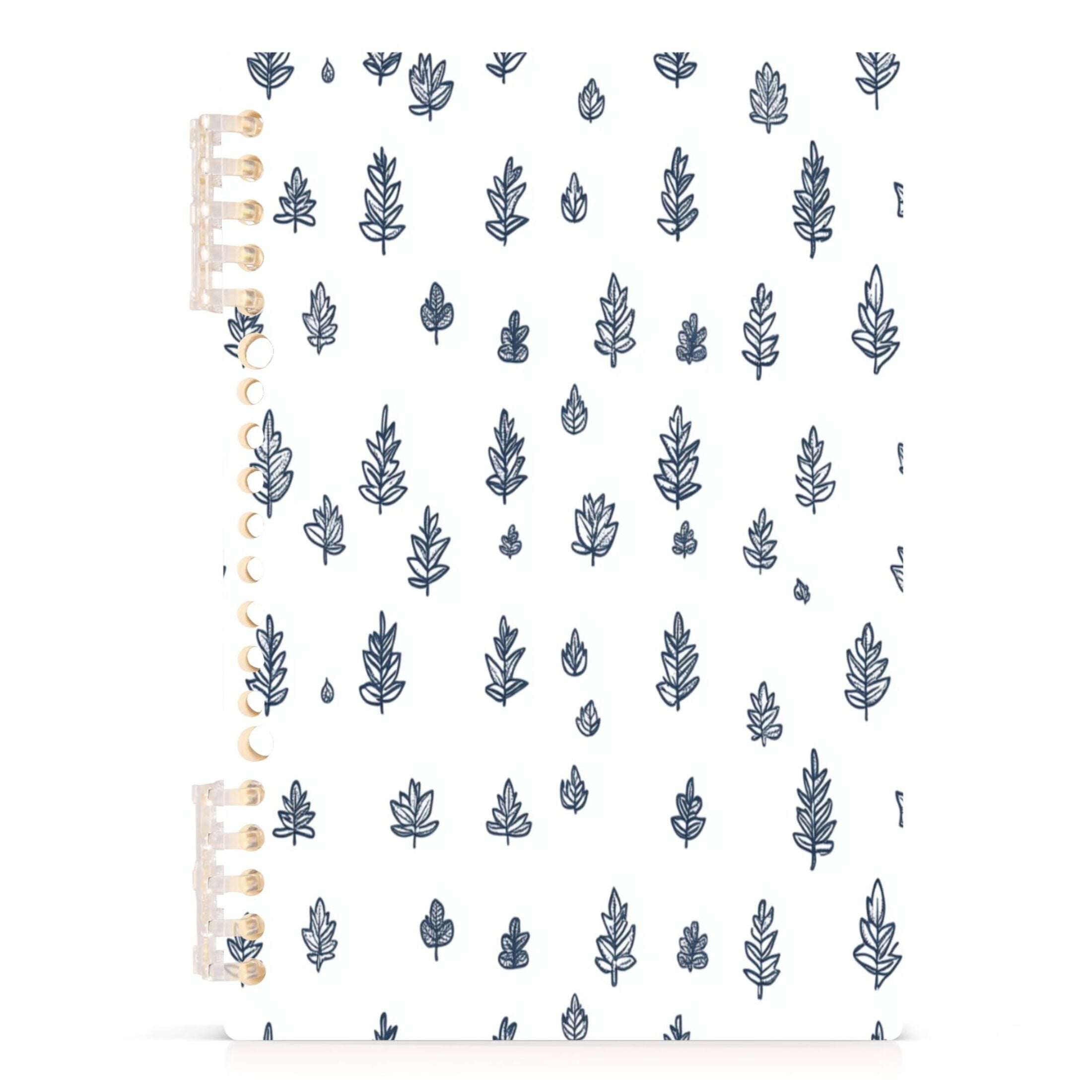 Modern Design Leaves A5 8.3x5.7in PP Notebook, Adjustable Rings, 60 ...
