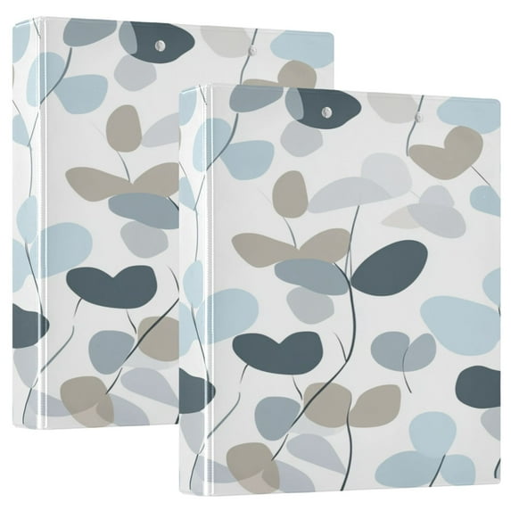 Modern Design Leaves Pattern 12.4x10.6in PVC Round Ring Binder, D-Ring ...