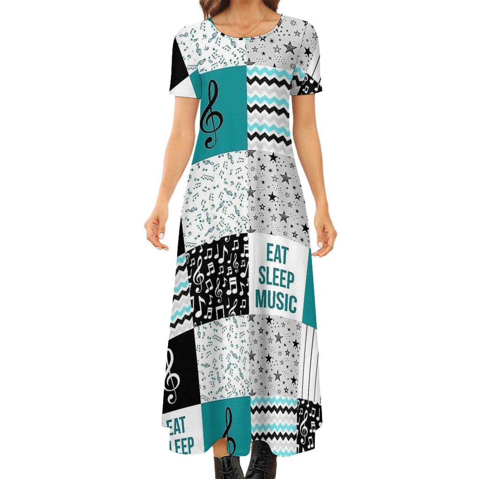 Modern Design Music Note Dress Street Wear Boho Beach Long Dresses ...