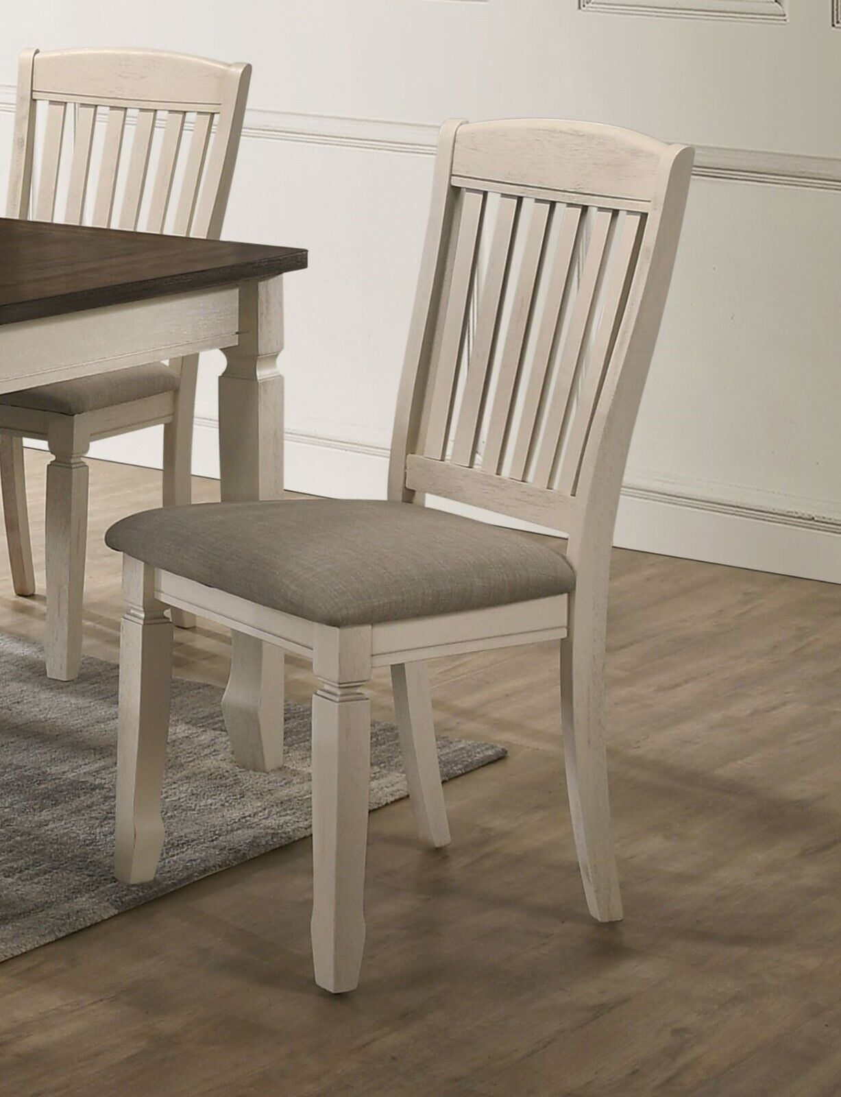 Modern Design Side Chairs Set of 6pc Cream Finish and Tan Fabric Padded ...