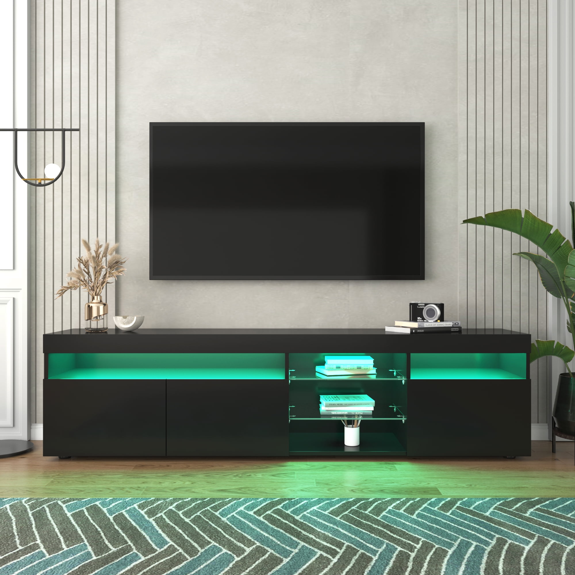 Modern Design TV Stands for TVs up to 80'', LED Light Entertainment ...