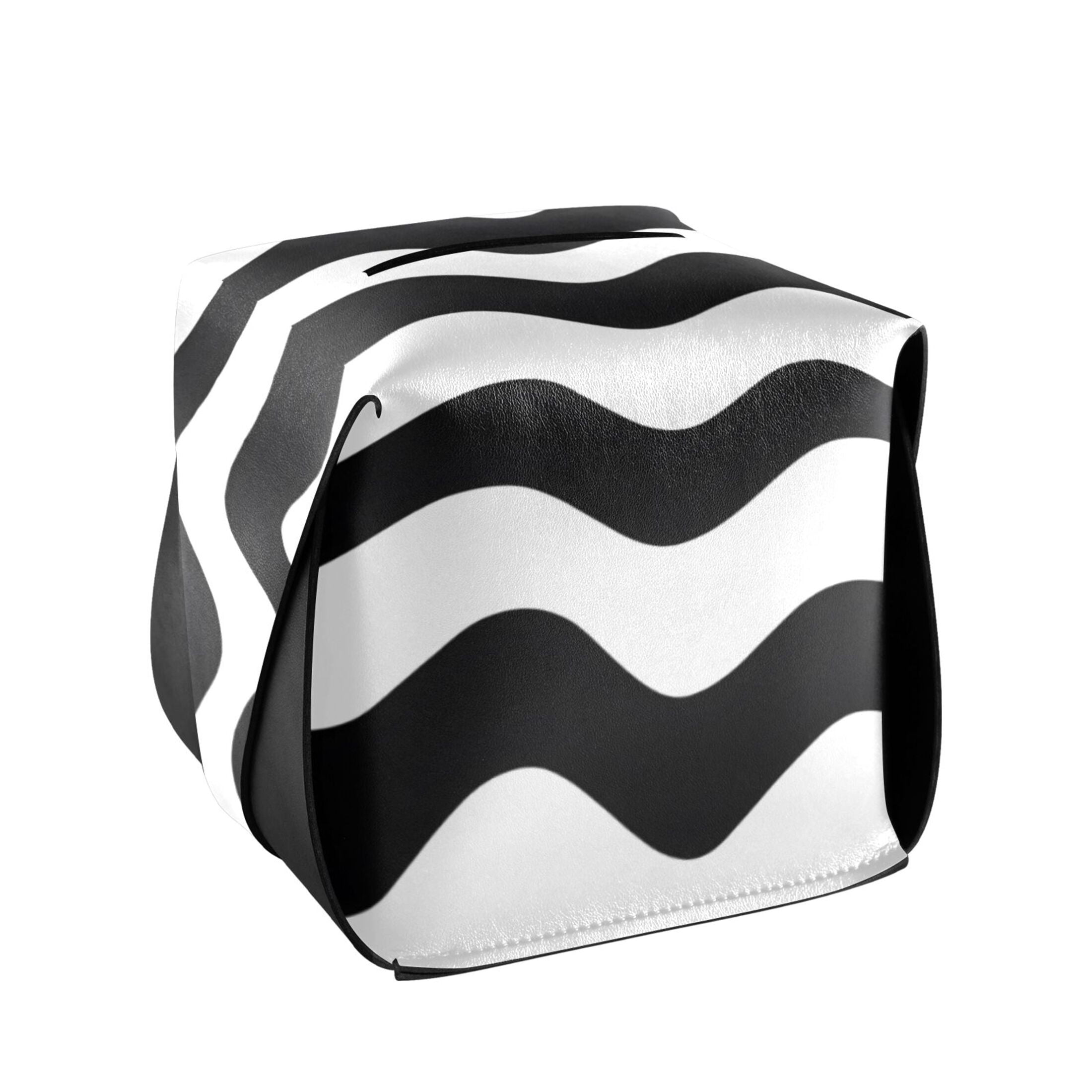 Modern Design Wavy 5.7in Leather Tissue Box Cover Square PVC Handmade ...