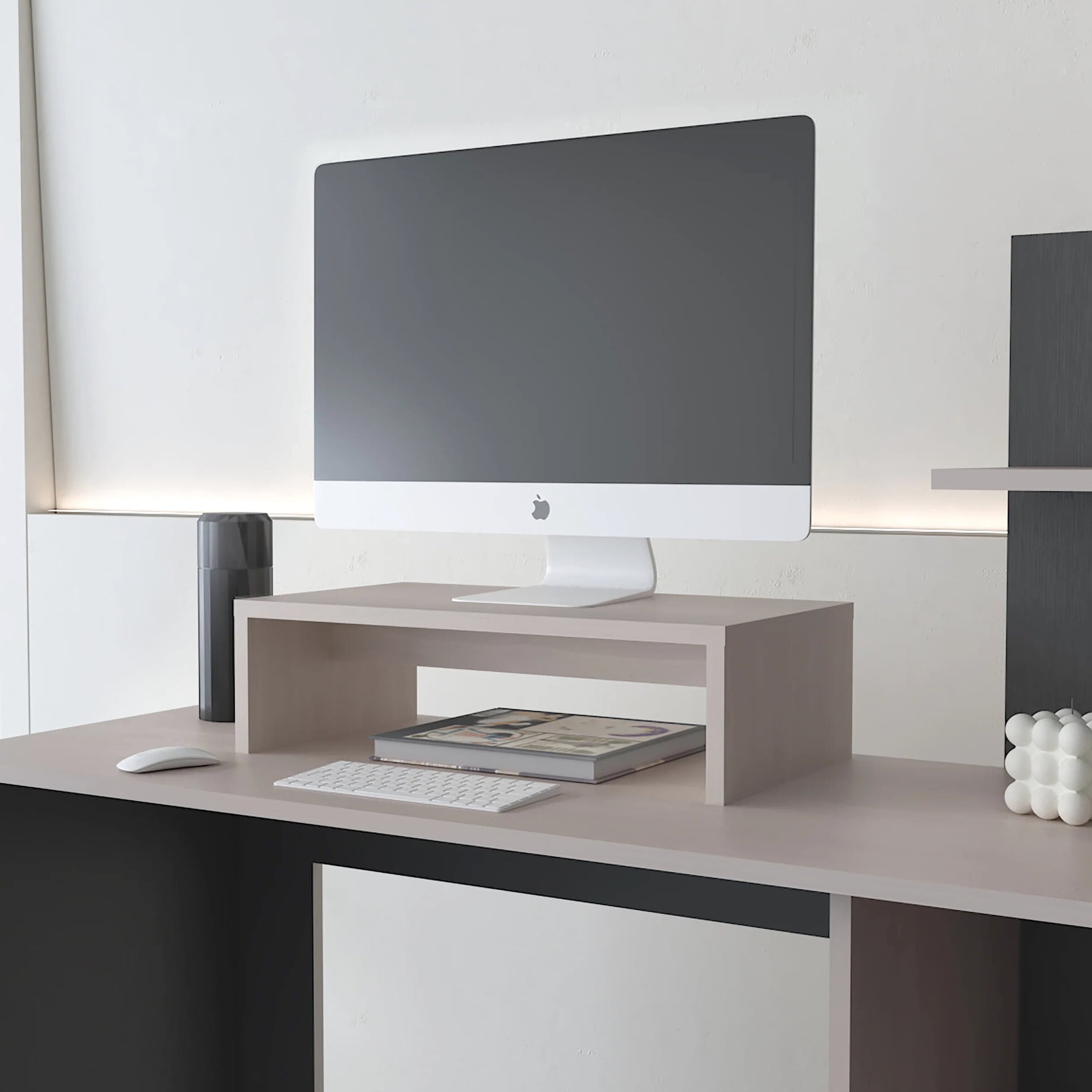 Modern Design White Oak Monitor Stand - Upgrade Your Workspace Improve ...