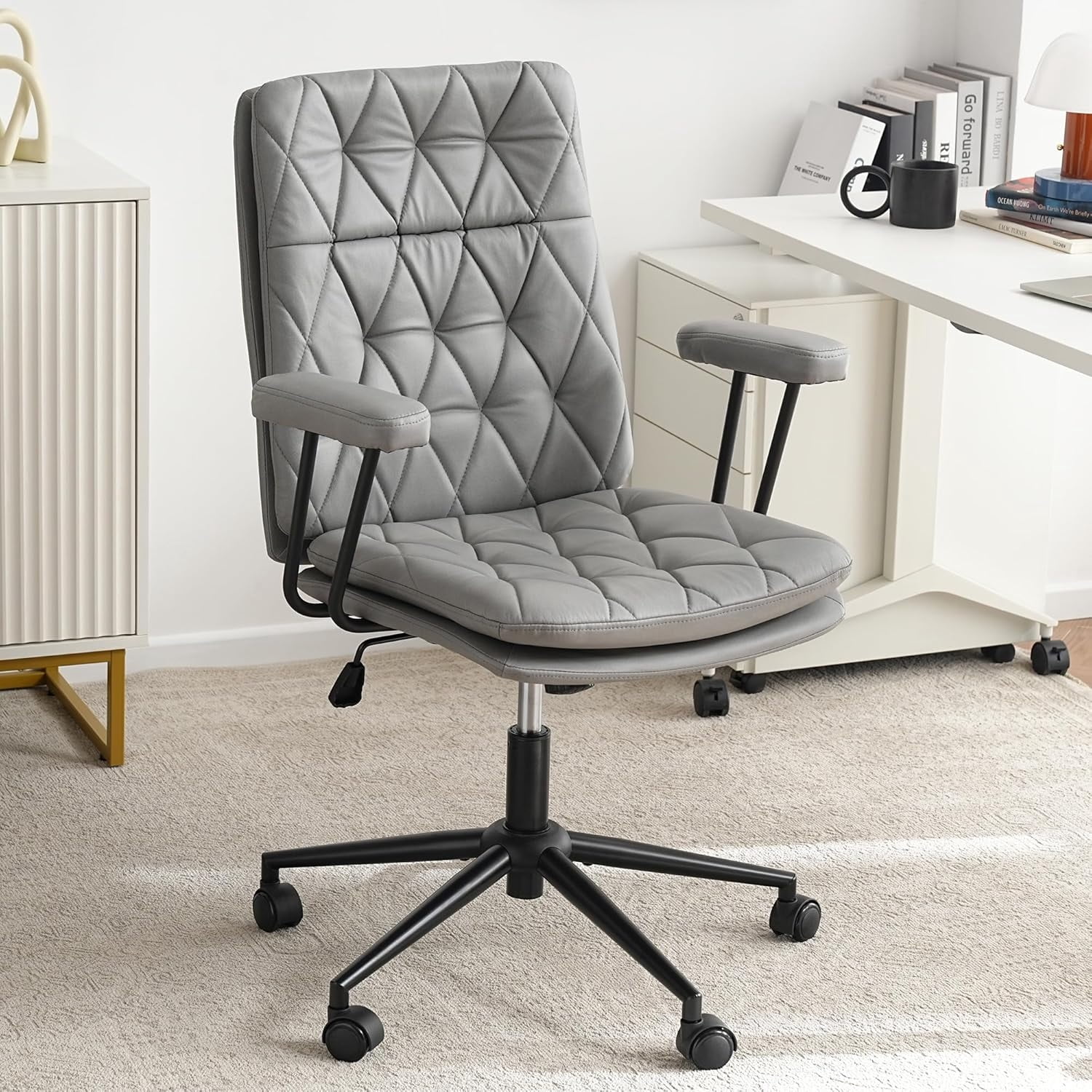 Modern Desk Chair Office Vanity Chair with Armrests for Ergonomic ...