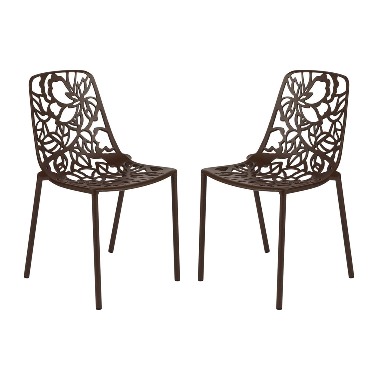 Modern Devon Aluminum Chair, Set of 2 - Brown - Walmart.com