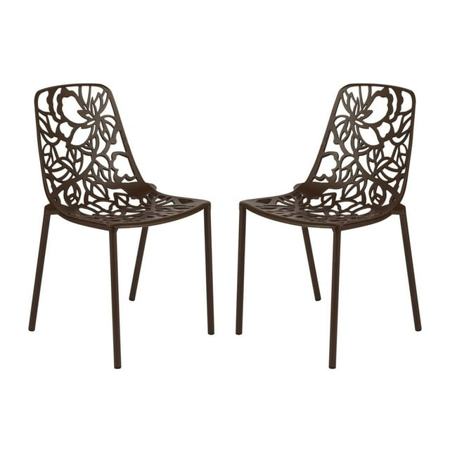 Modern Devon Aluminum Chair, Set of 2 - Brown - Walmart.com
