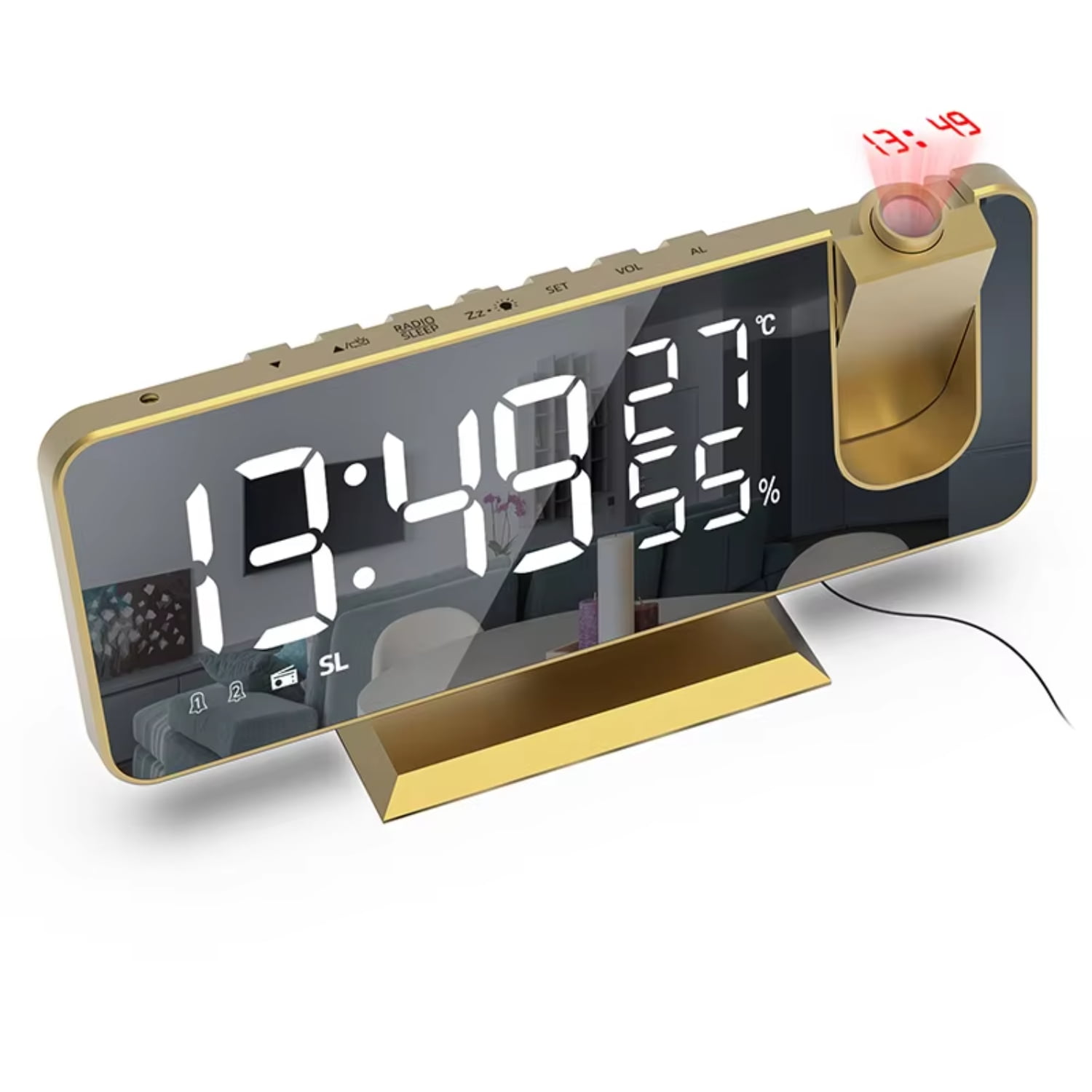Modern Digital Alarm Clock with USB Charging Port Table Watch FM Radio ...