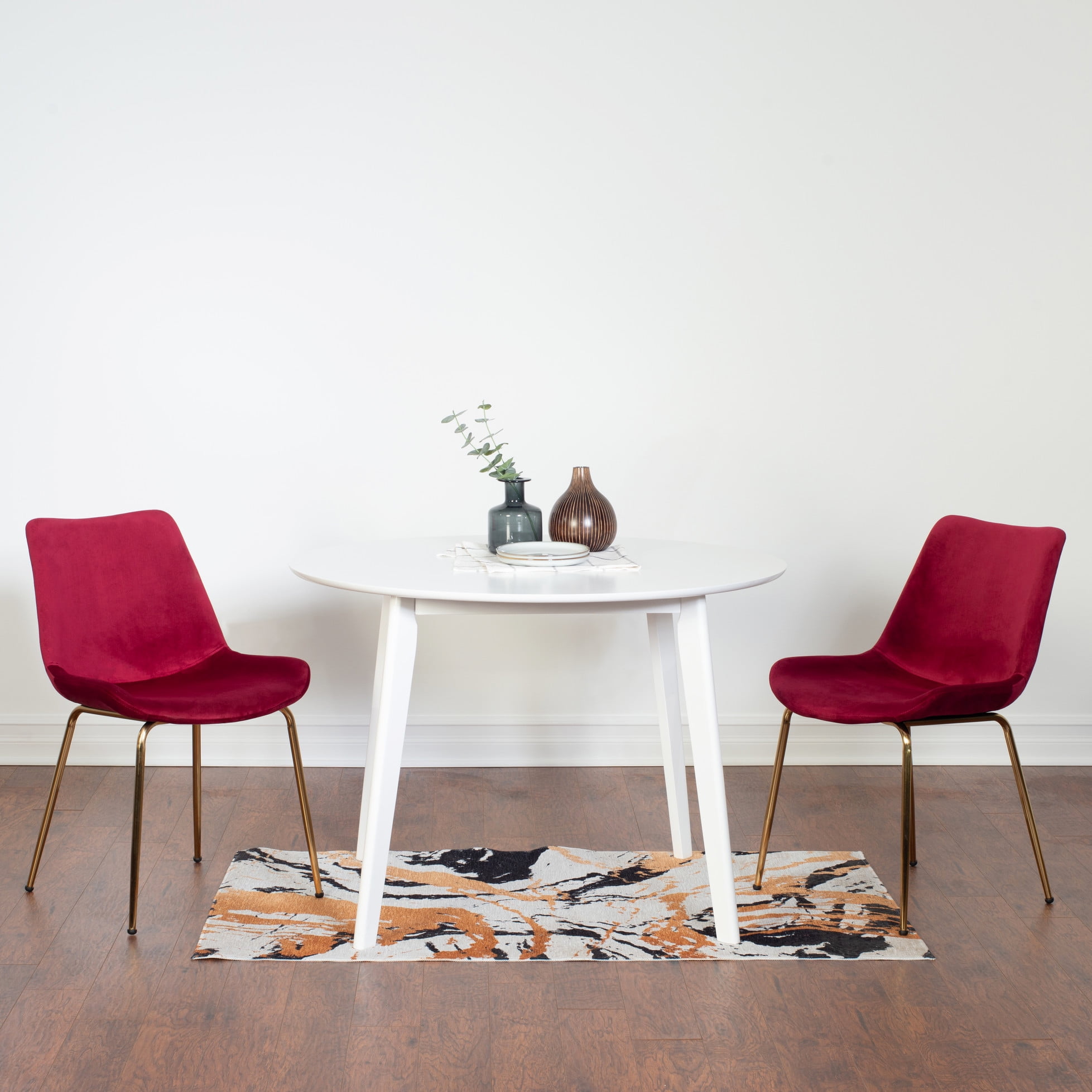 Modern Dining , 3, White Round Table With 2 Chairs, & Rubberwood, Soft ...