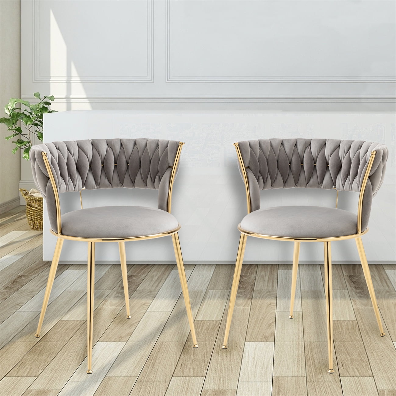 Modern Dining Chair Set of 2, Velvet Upholstered Dining Chair with ...