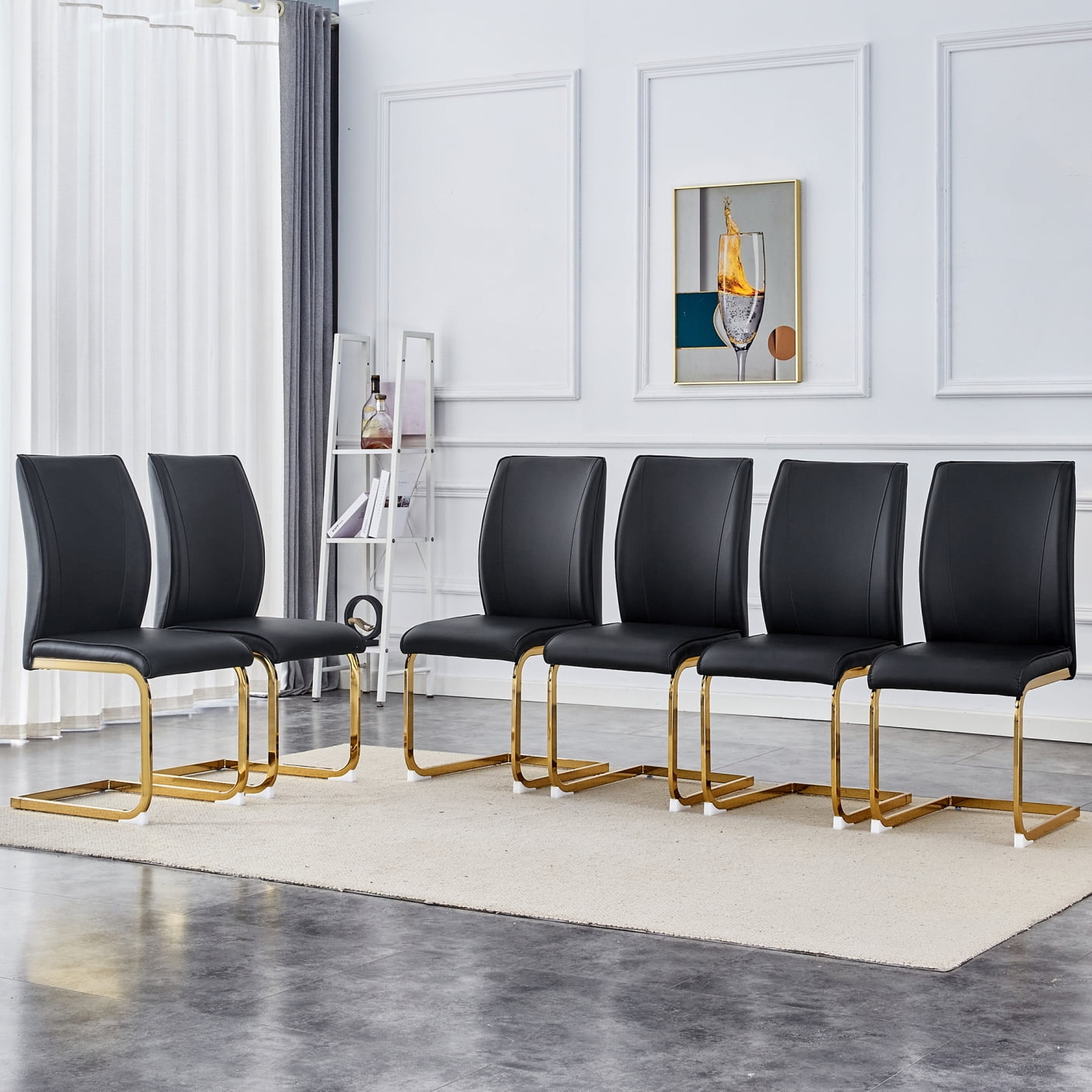 Modern Dining Chair Set of 6,High Quality PU Material High Resilience ...